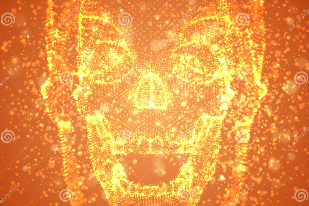 Abstract Vector Background with Particles in the Form of a Human Skull ...