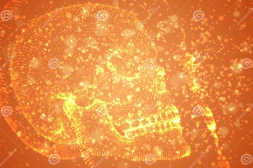 Abstract Vector Background with Particles in the Form of a Human Skull ...