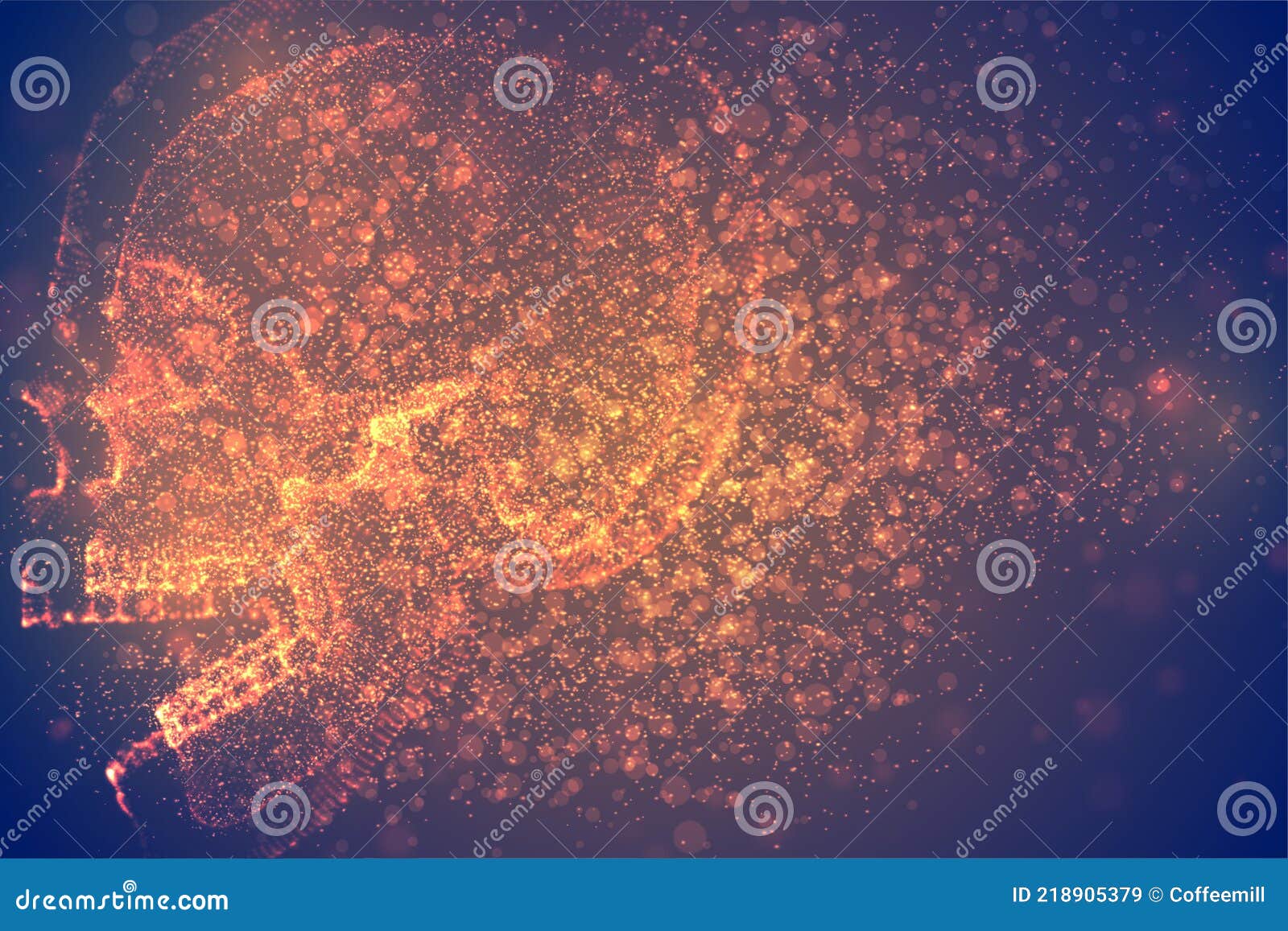 Abstract Vector Background with Particles in the Form of a Human Skull ...