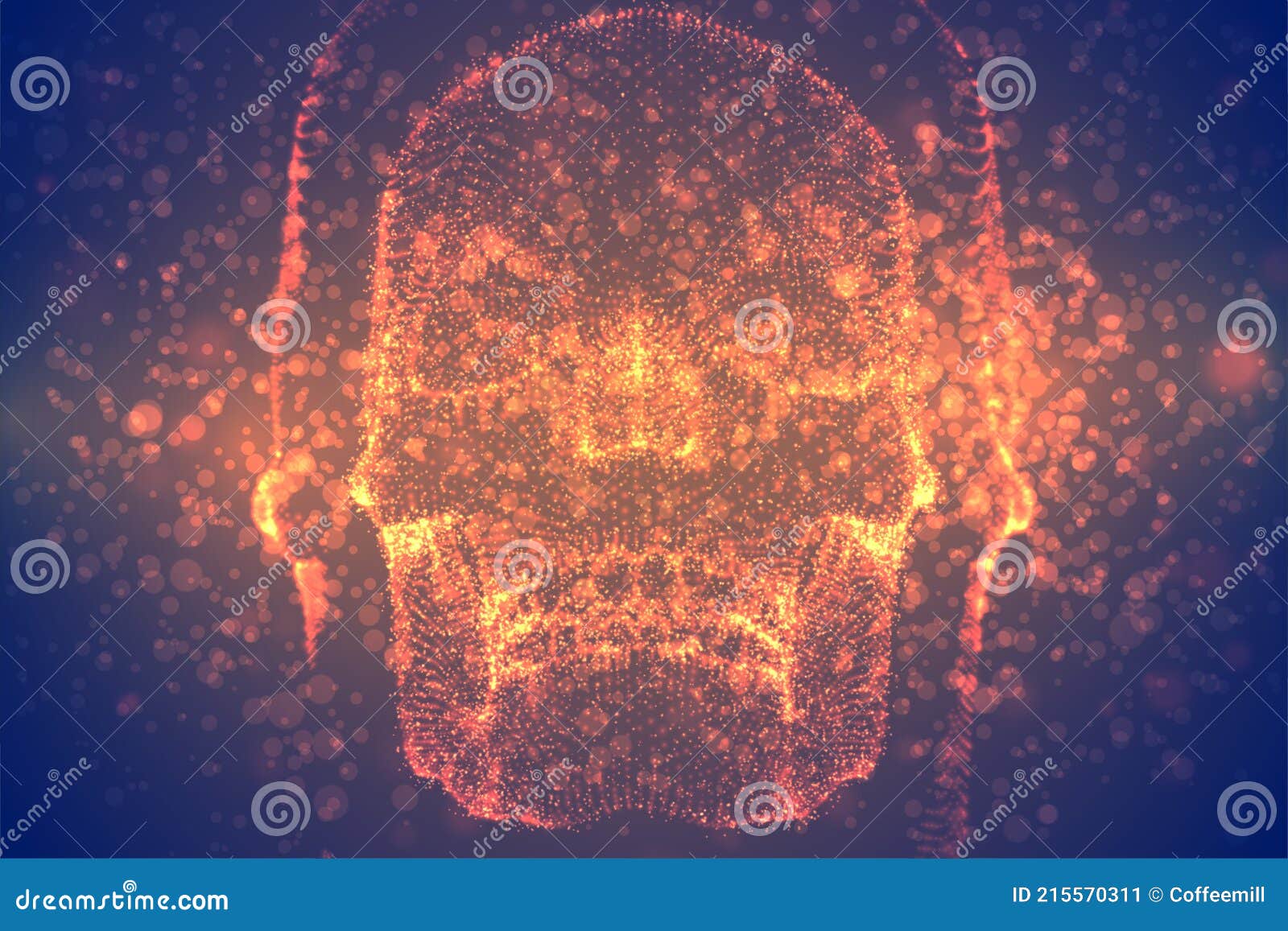 Abstract Vector Background with Particles in the Form of a Human Skull ...