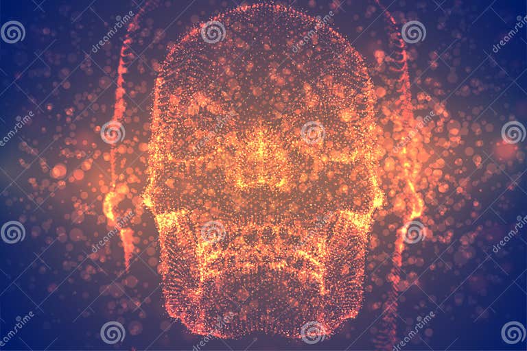 Abstract Vector Background with Particles in the Form of a Human Skull ...