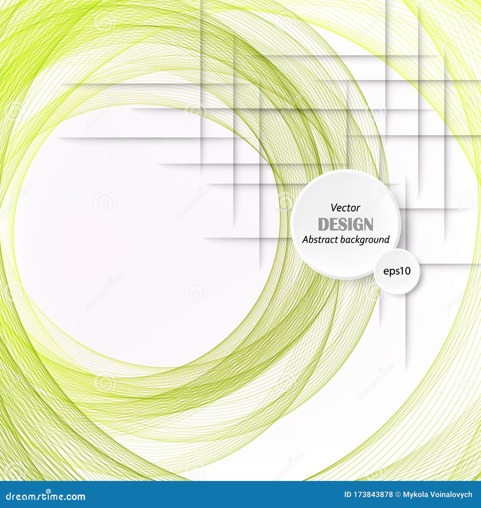 Abstract Vector Background Round Green Wavy Circle Shape Lines Circles ...