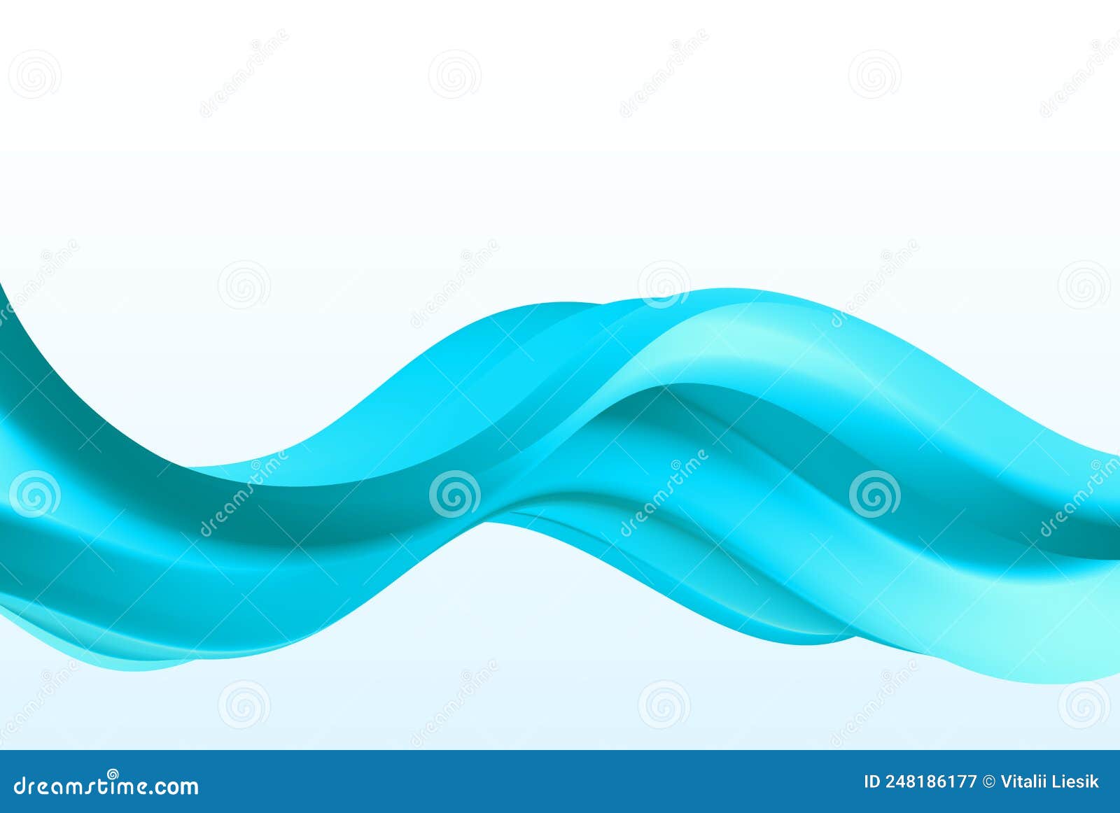 Abstract Vector Background with Smooth Turquoise Waves. Wave Flow on a ...