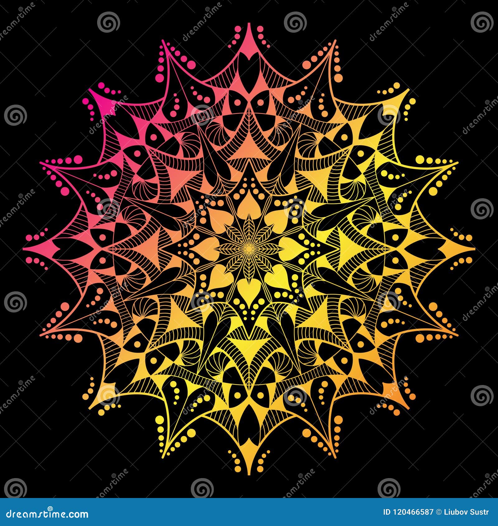 Abstract Vector Background. Mandala on the Colourful Wave Background ...