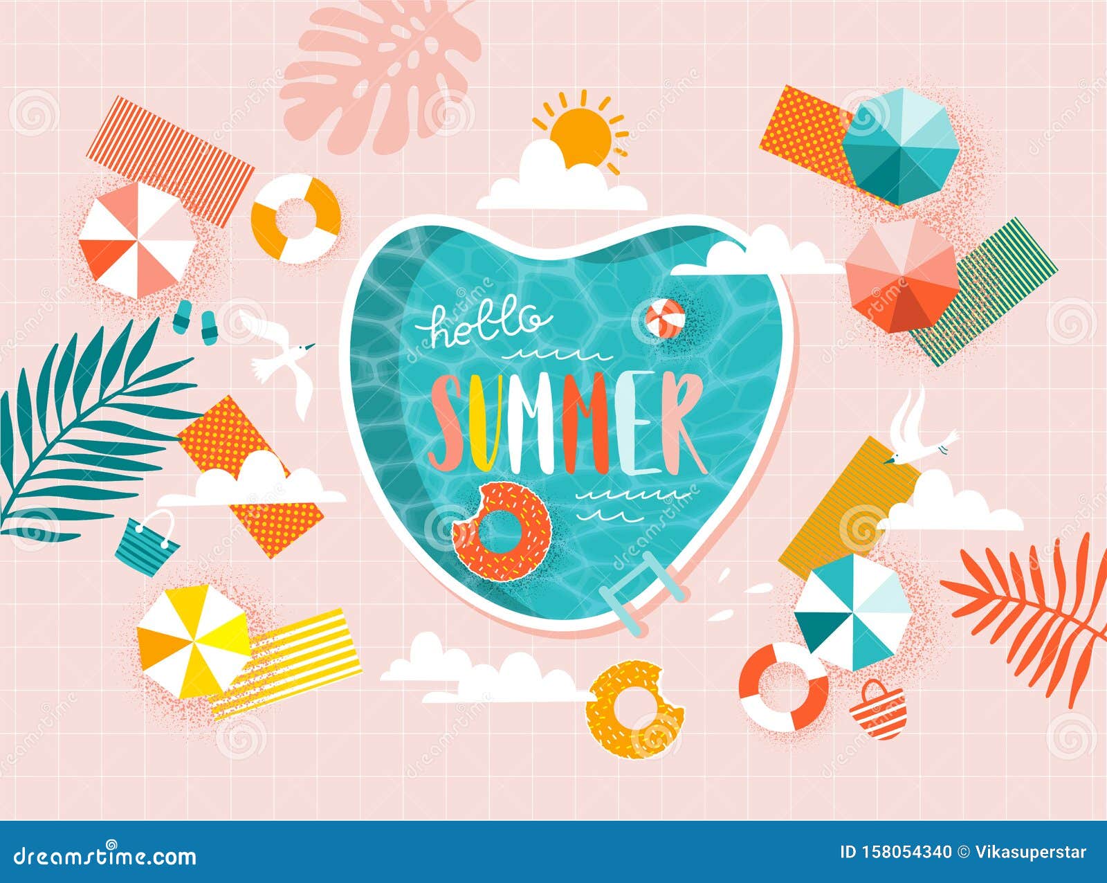 Abstract Vector Beach Pool Summer Illustration Stock Vector ...