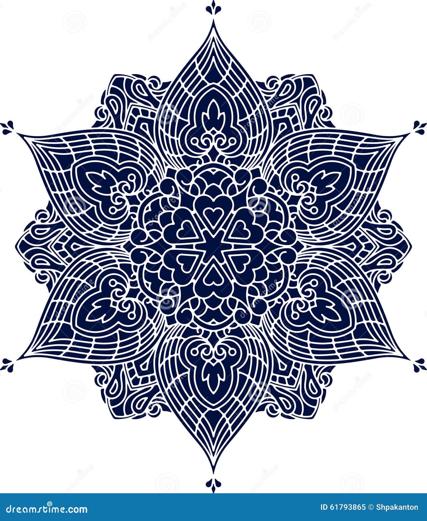 Abstract Vector Black Round Lace Design - Mandala, Ethnic Decorative ...