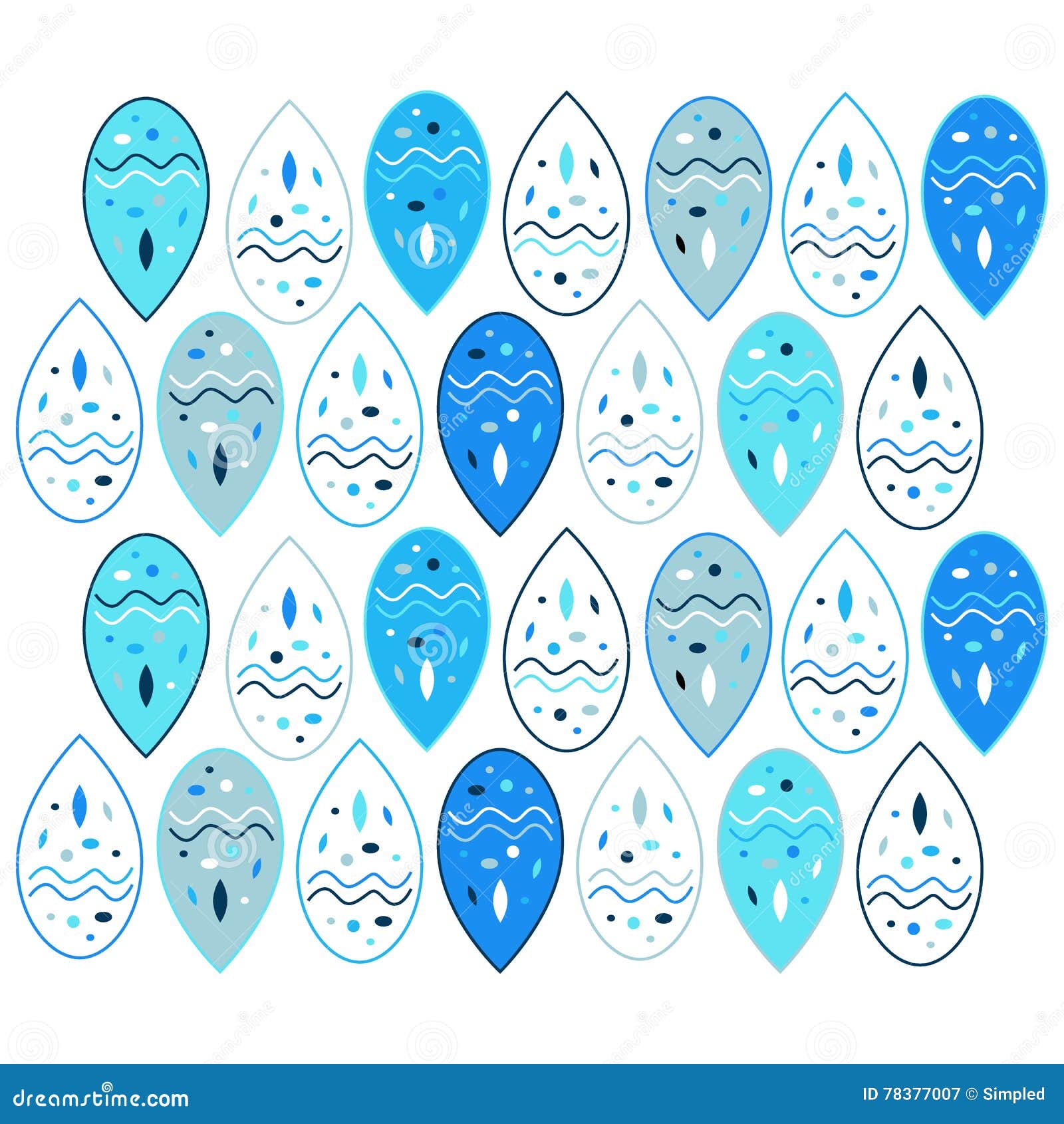Abstract Vector Blobs Pattern Blue Ornament Stock Vector