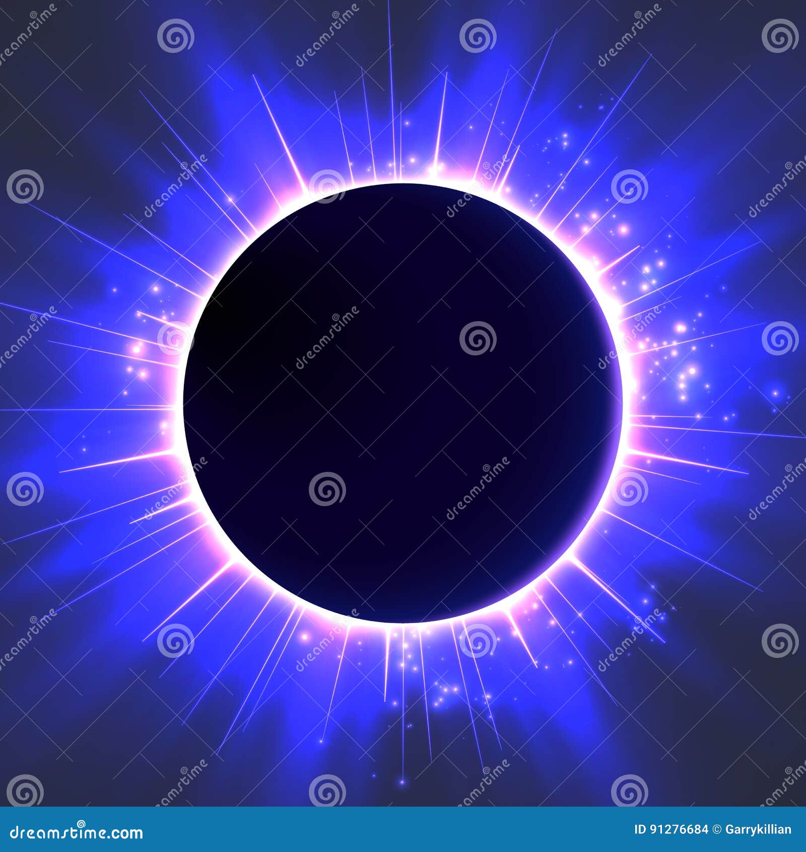 Abstract Vector Blue Background with Planet and Eclipse of Its Star ...