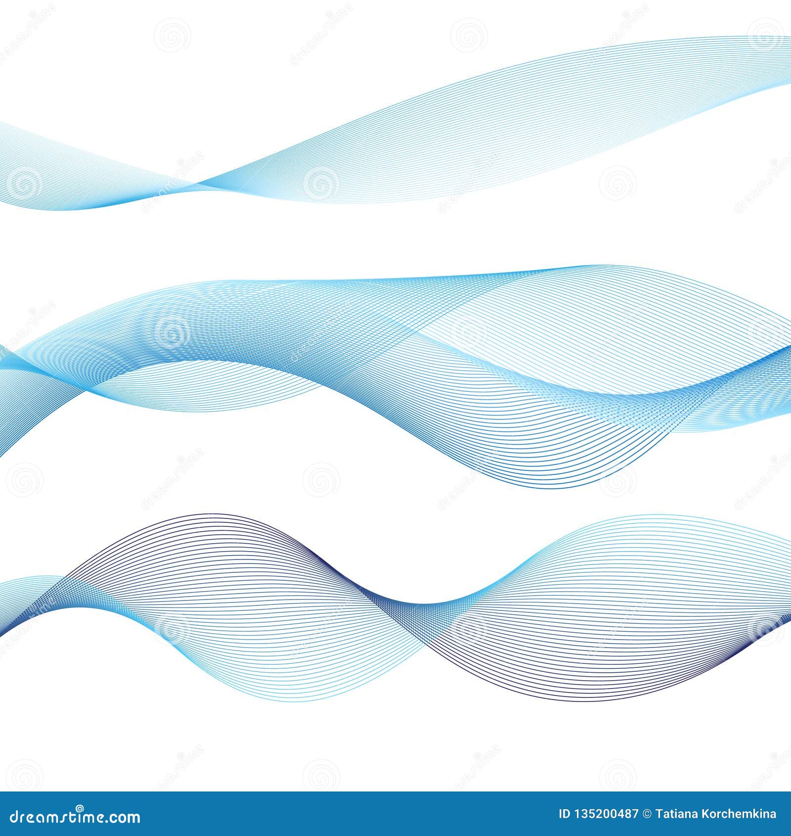 Abstract Vector Blue Sea Waves Lines Isolated Stock Illustration ...