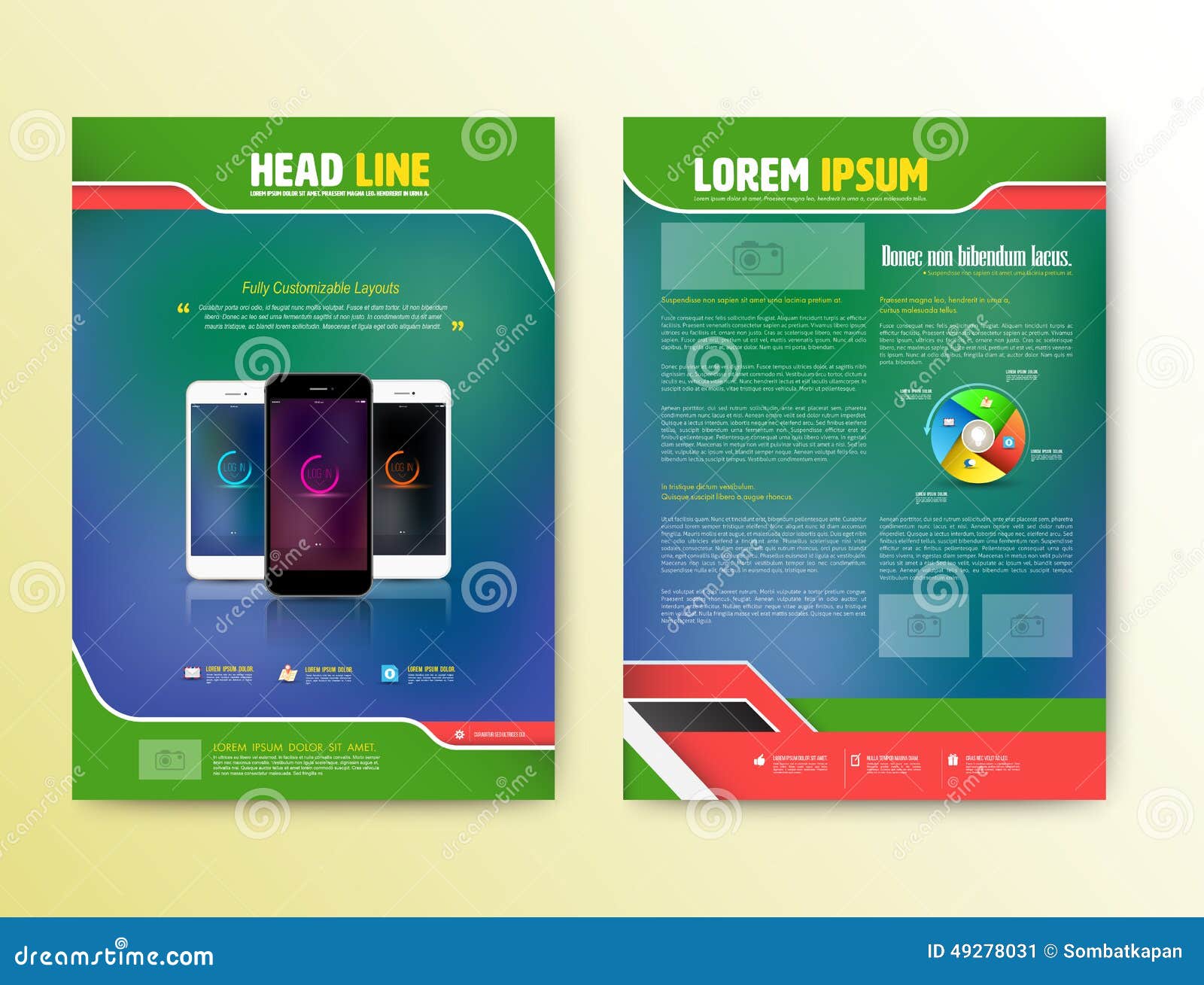 Abstract Vector Brochure Template with Smartphones. Stock Vector ...