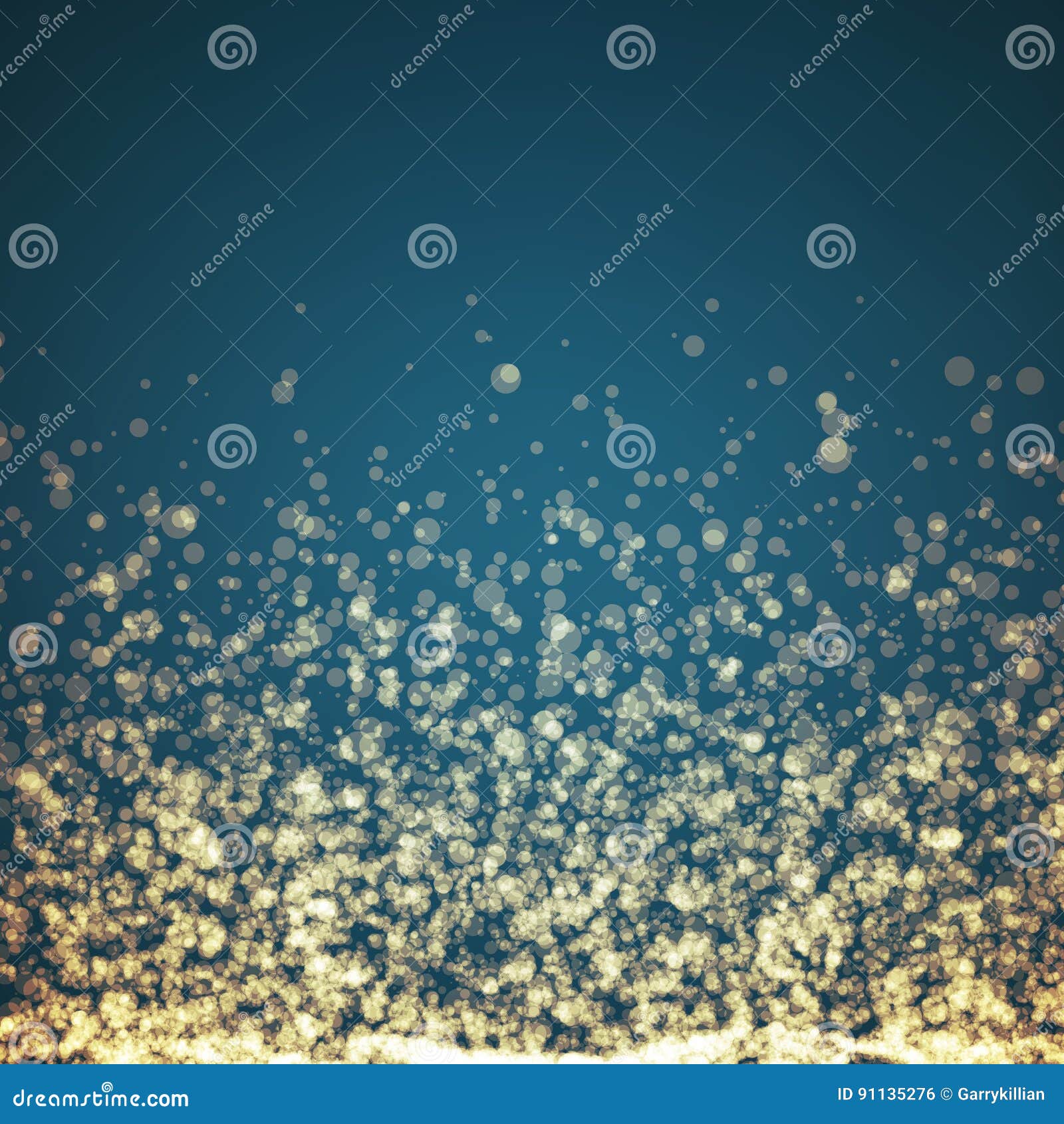 Abstract Vector Bubble Background. Flying Glowing Particles on Blue ...