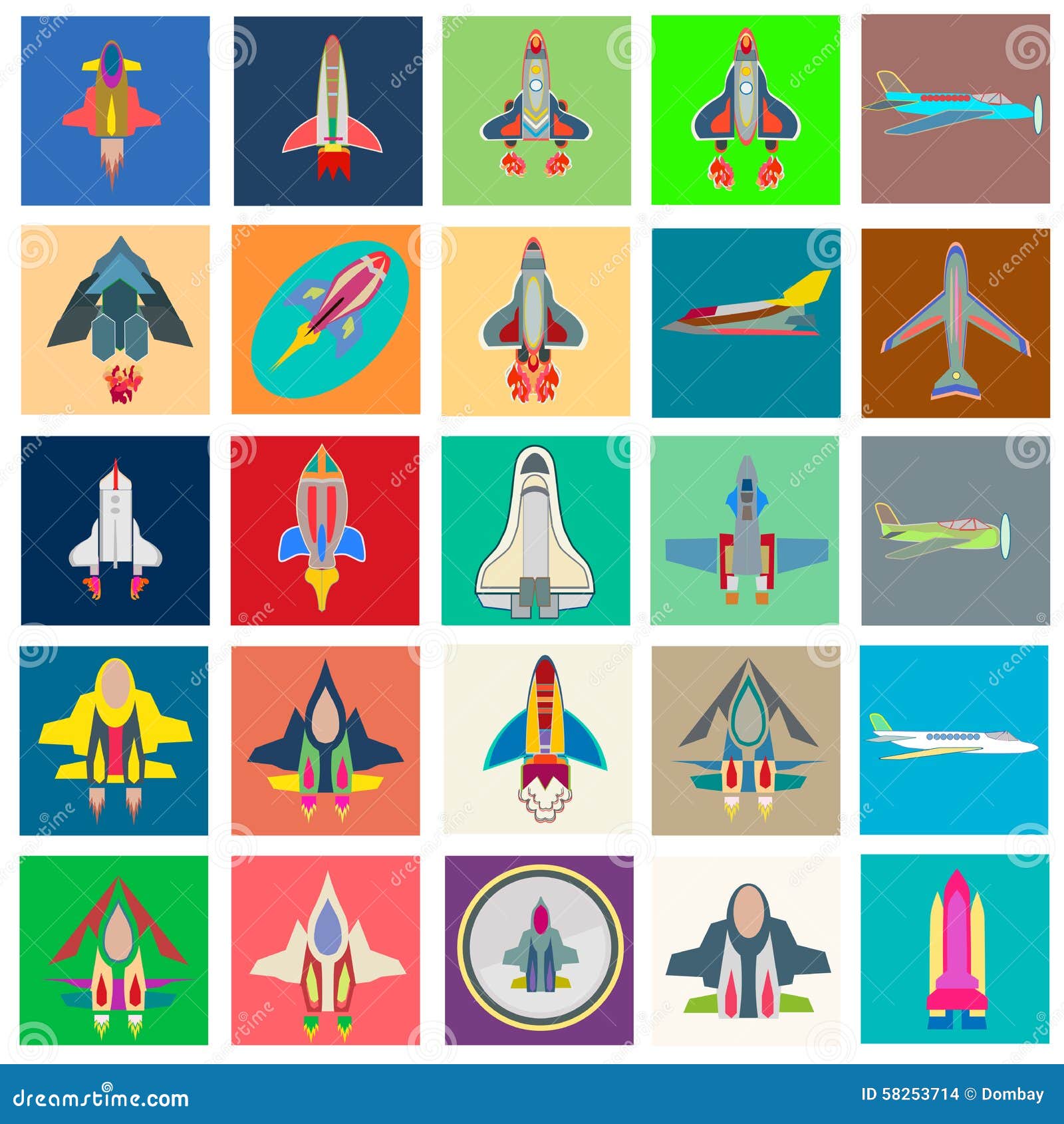 Abstract Vector Collection of Colorful Flat Startup Icons Stock Vector ...