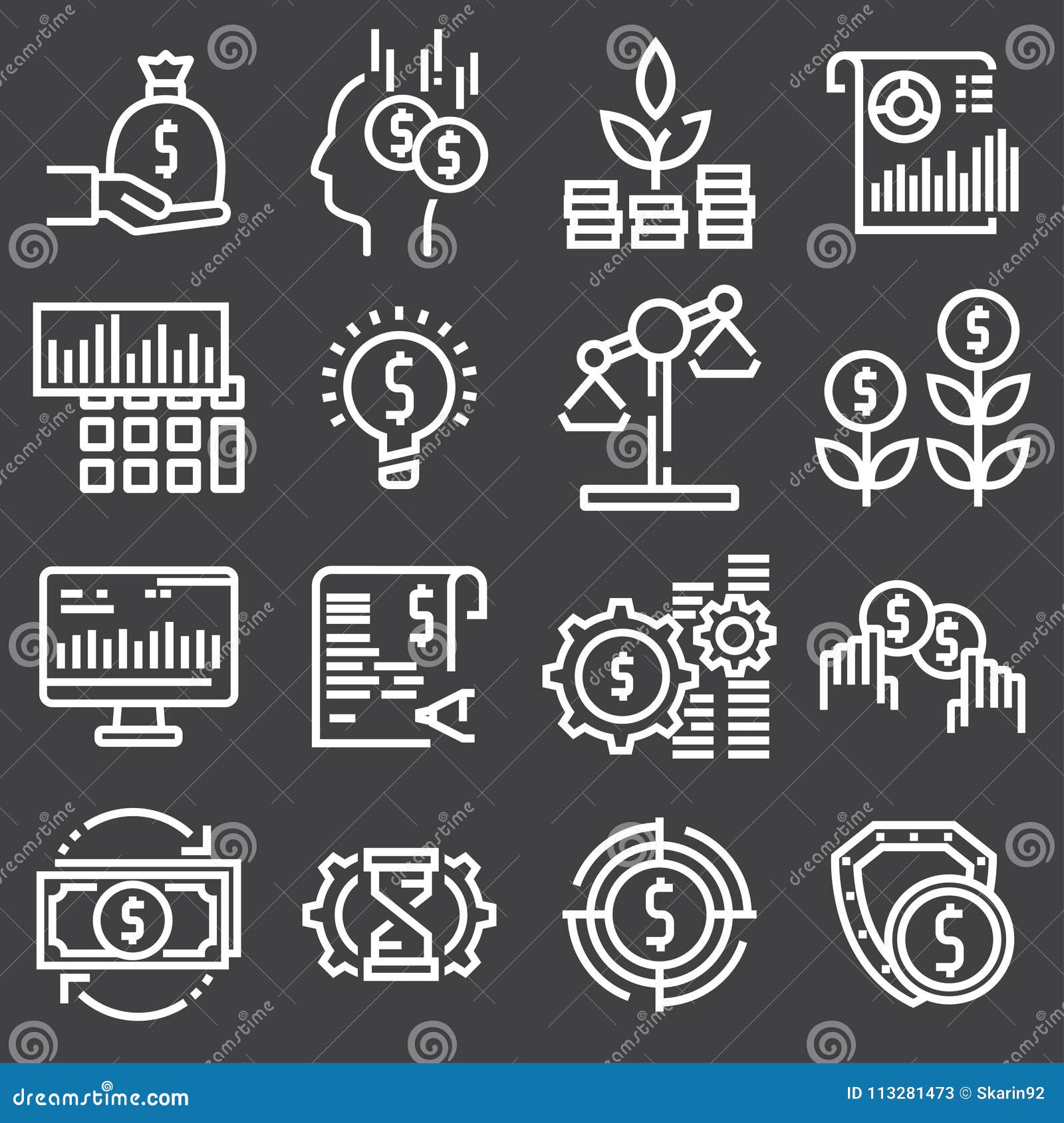 Abstract Vector Collection of Line Investment Icons Stock Vector ...