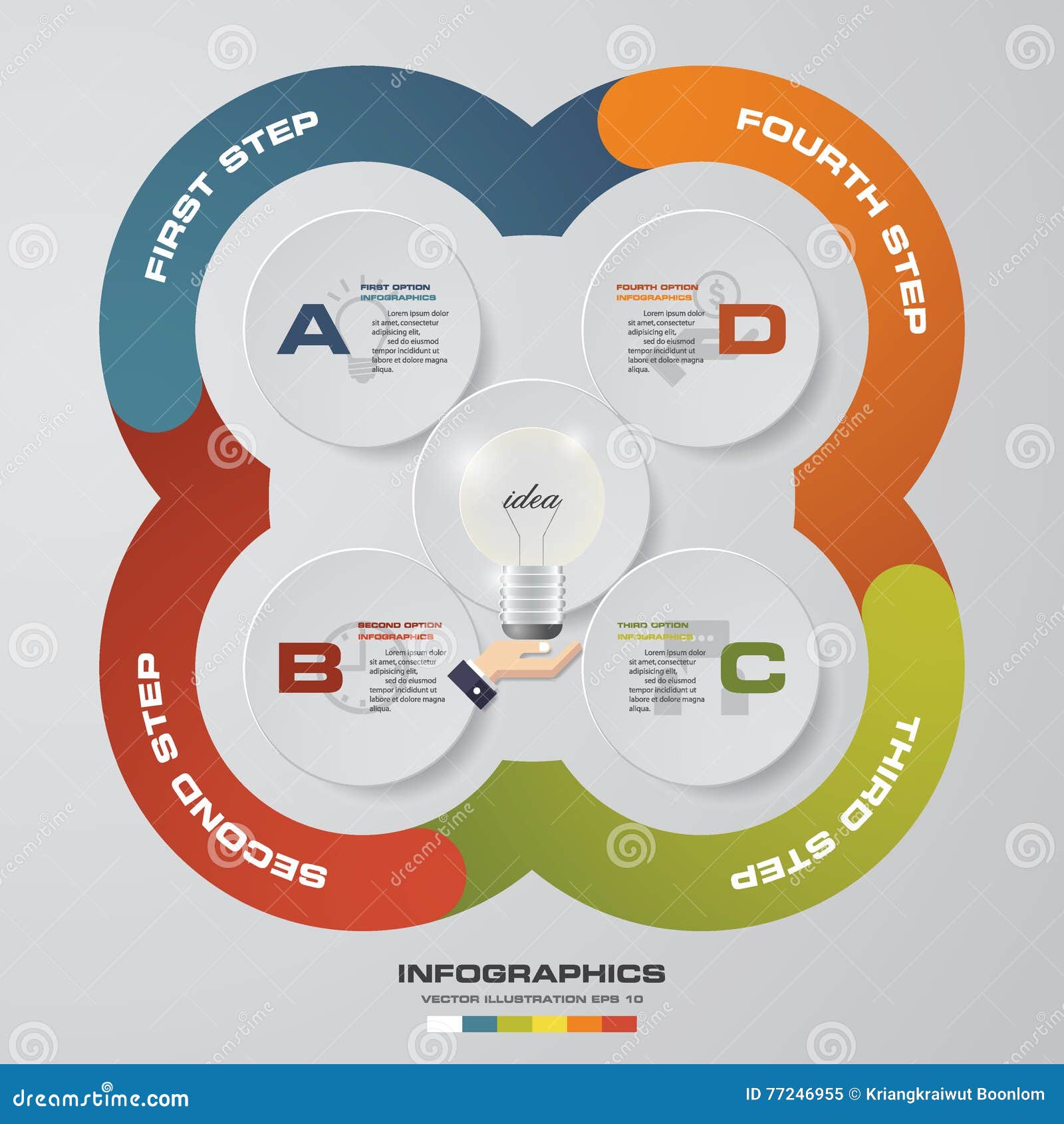 Abstract Vector Color Background with 4 Steps. for Business ...