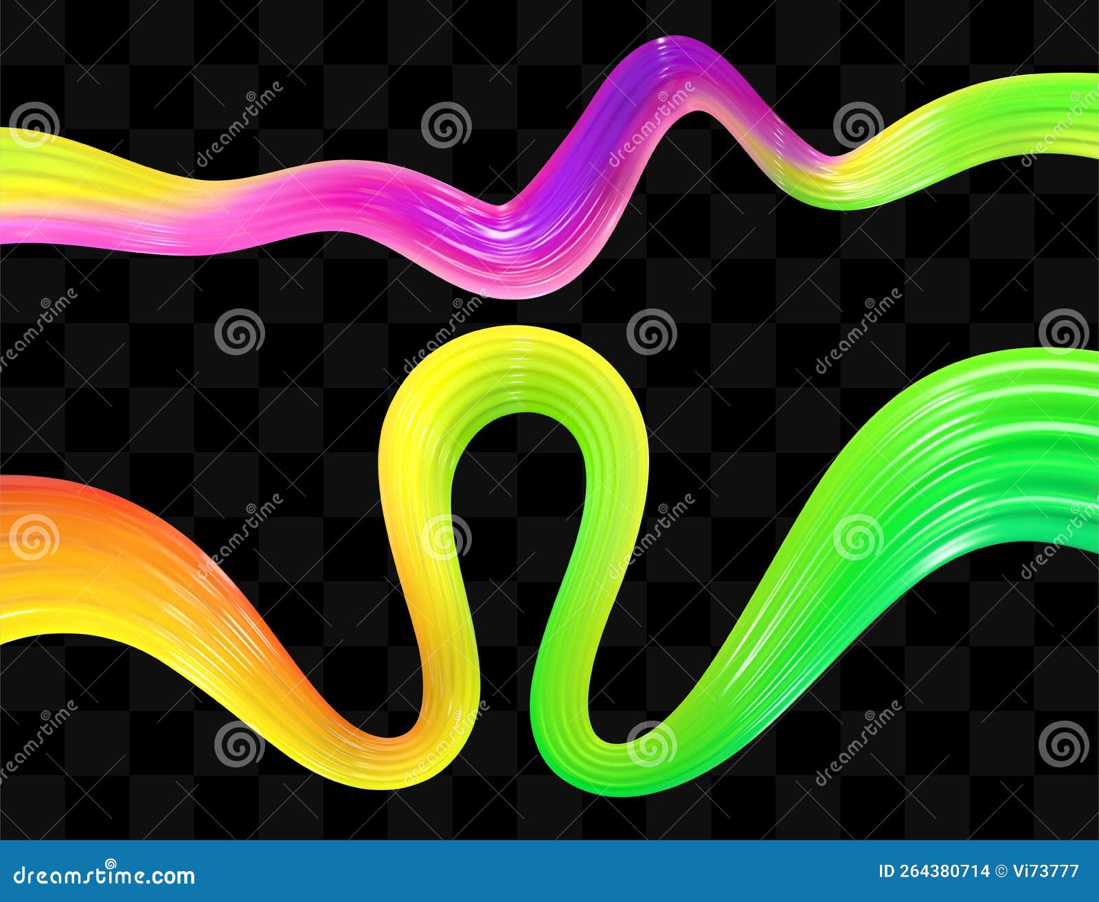 Abstract Vector Colorful Flow Curve Set. Wave Liquid Ribbon Design ...