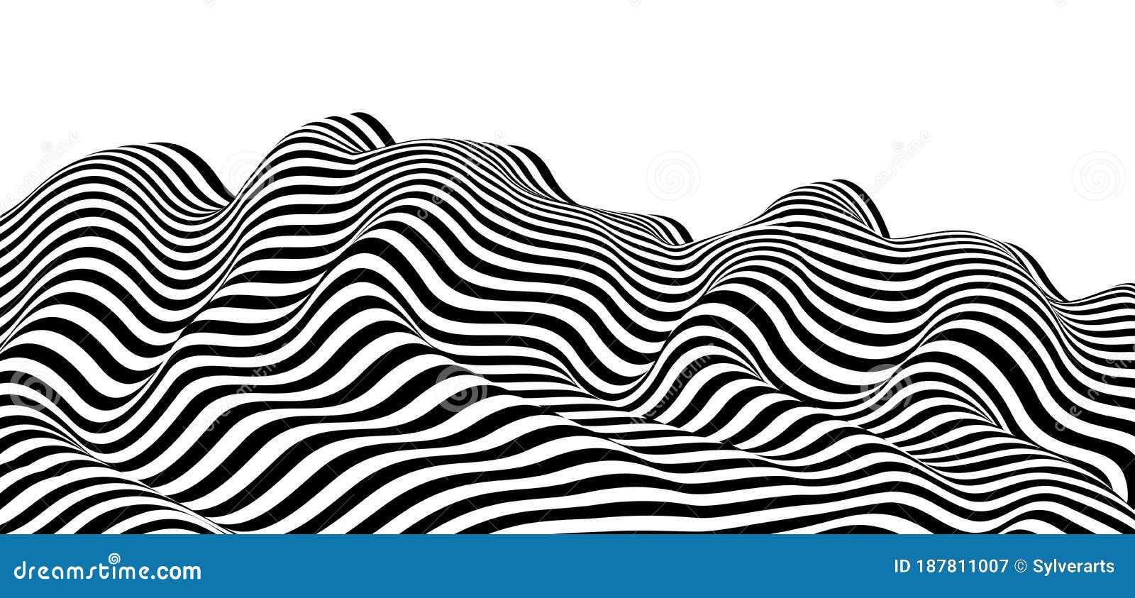 Abstract Vector 3D Lines Background, Black and White Curves Linear ...