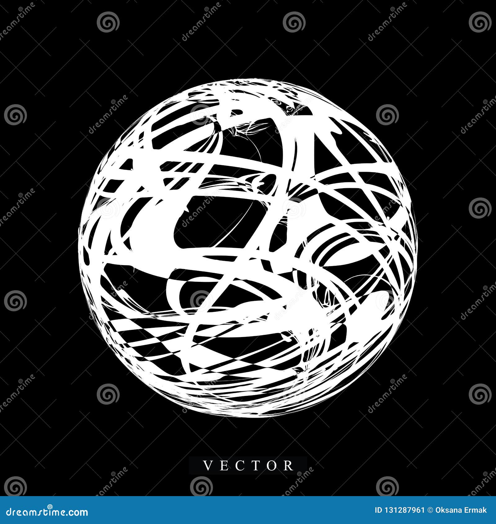 Abstract Vector 3d Shape or Sphere Illustration with Doodles Stock ...