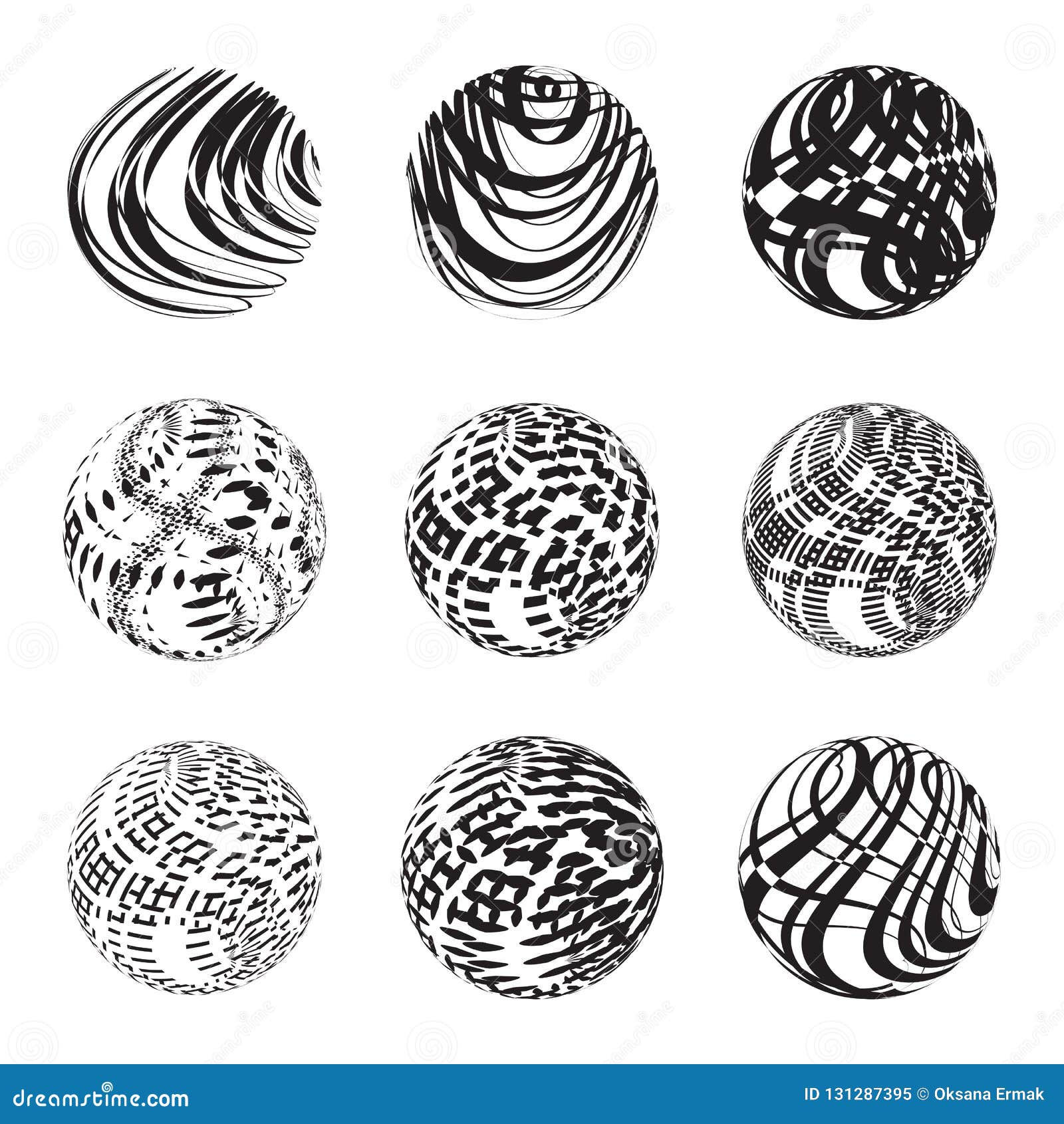 Abstract Vector 3d Shape or Sphere Illustration with Doodles Stock ...