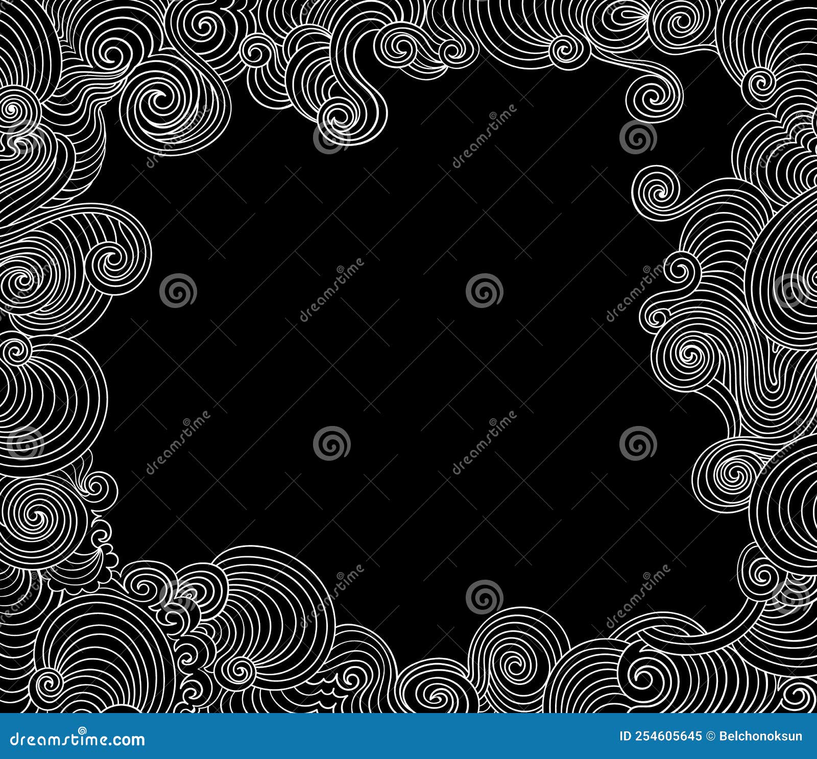 Abstract Vector Decorative Handwritten Frame with Curling Lines Stock ...