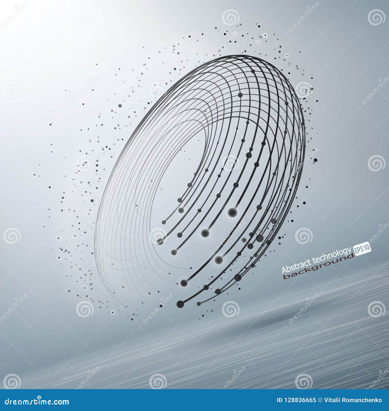 Abstract Vector Destroyed Mesh Spheres. Sphere Breaking Apart into ...