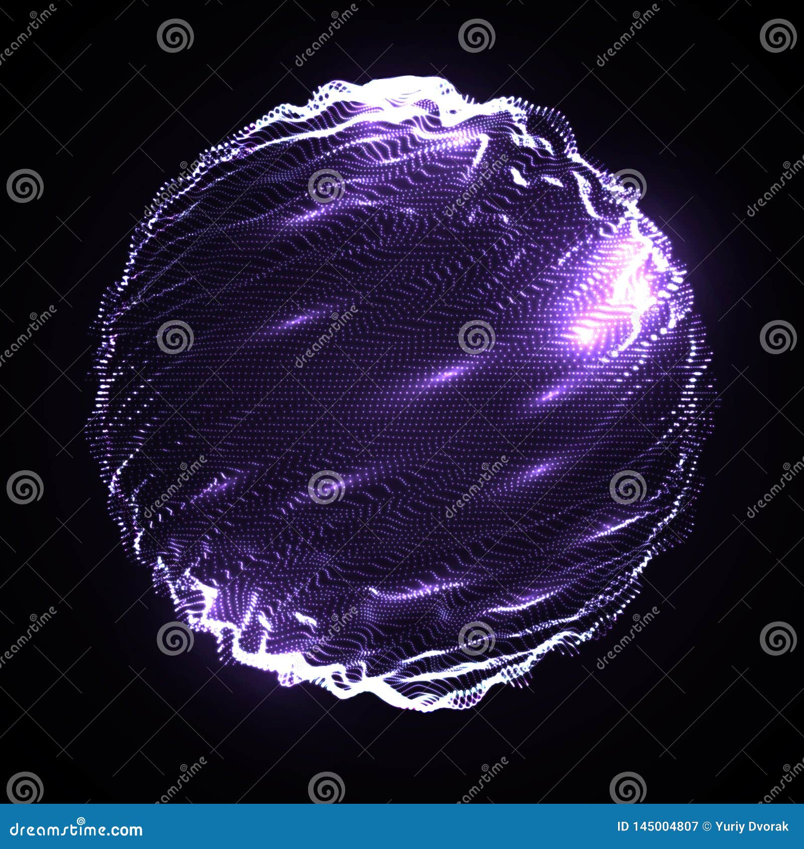 Abstract Vector Digital Sphere. 3D Sphere Mesh with Glowing Particles ...