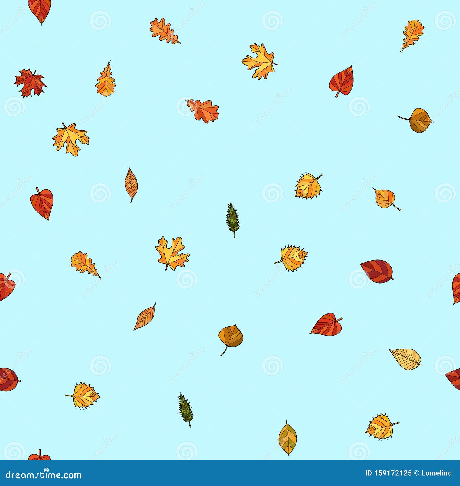 Abstract Vector Doodle Autumn Leaves Seamless Pattern Stock ...