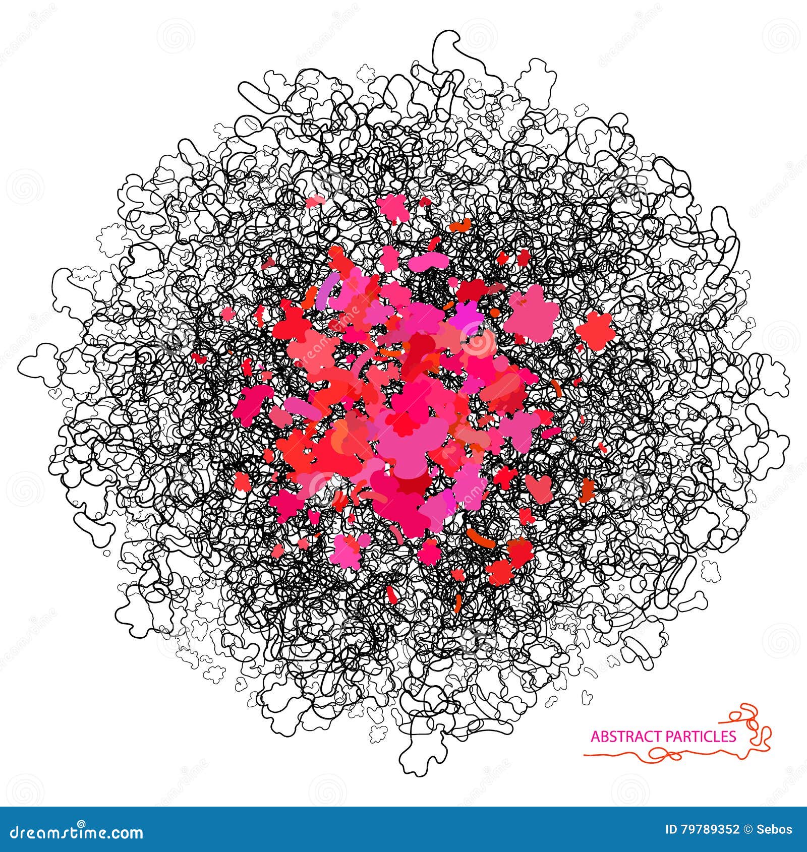 Abstract Vector Doodle Background. Black and Pink Oval Stippling ...