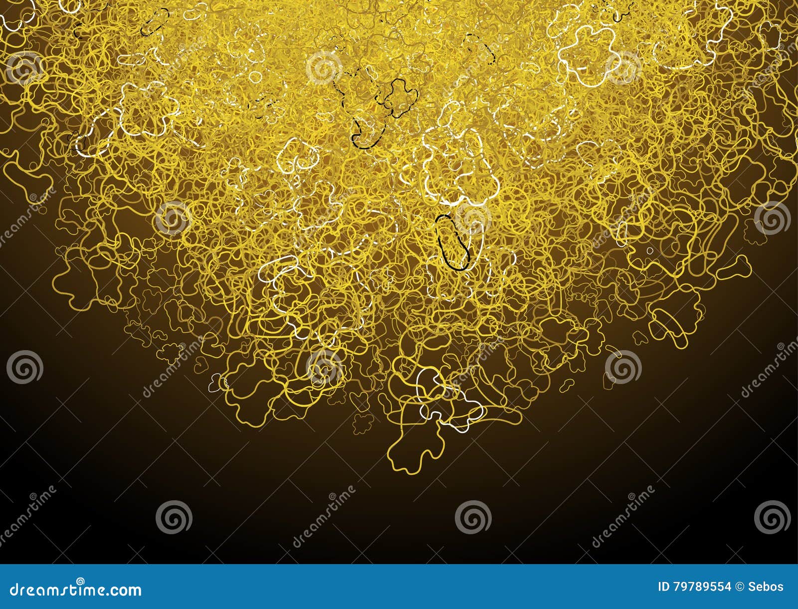 Abstract Vector Doodle Background. Golden Oval Stippling, Particles ...