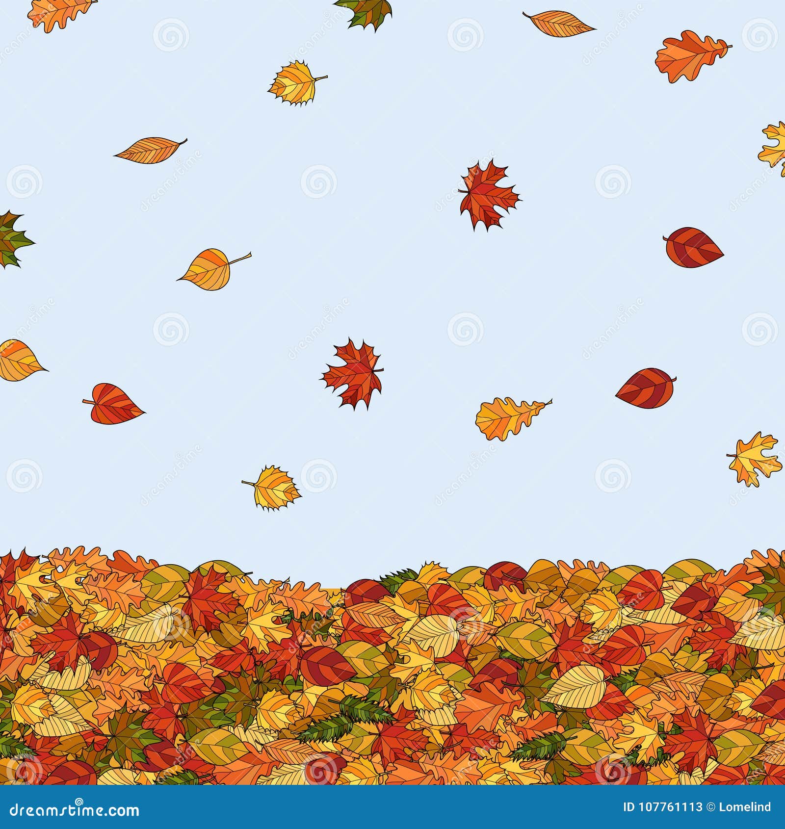 Vector Doodle Falling Autumn Leaves Background Stock Illustration ...