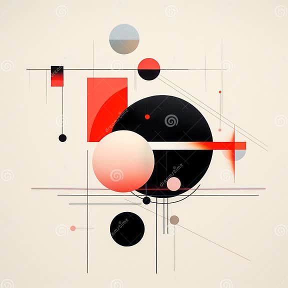 Minimalist Constructivism Art with Red, Black, and White Abstract ...