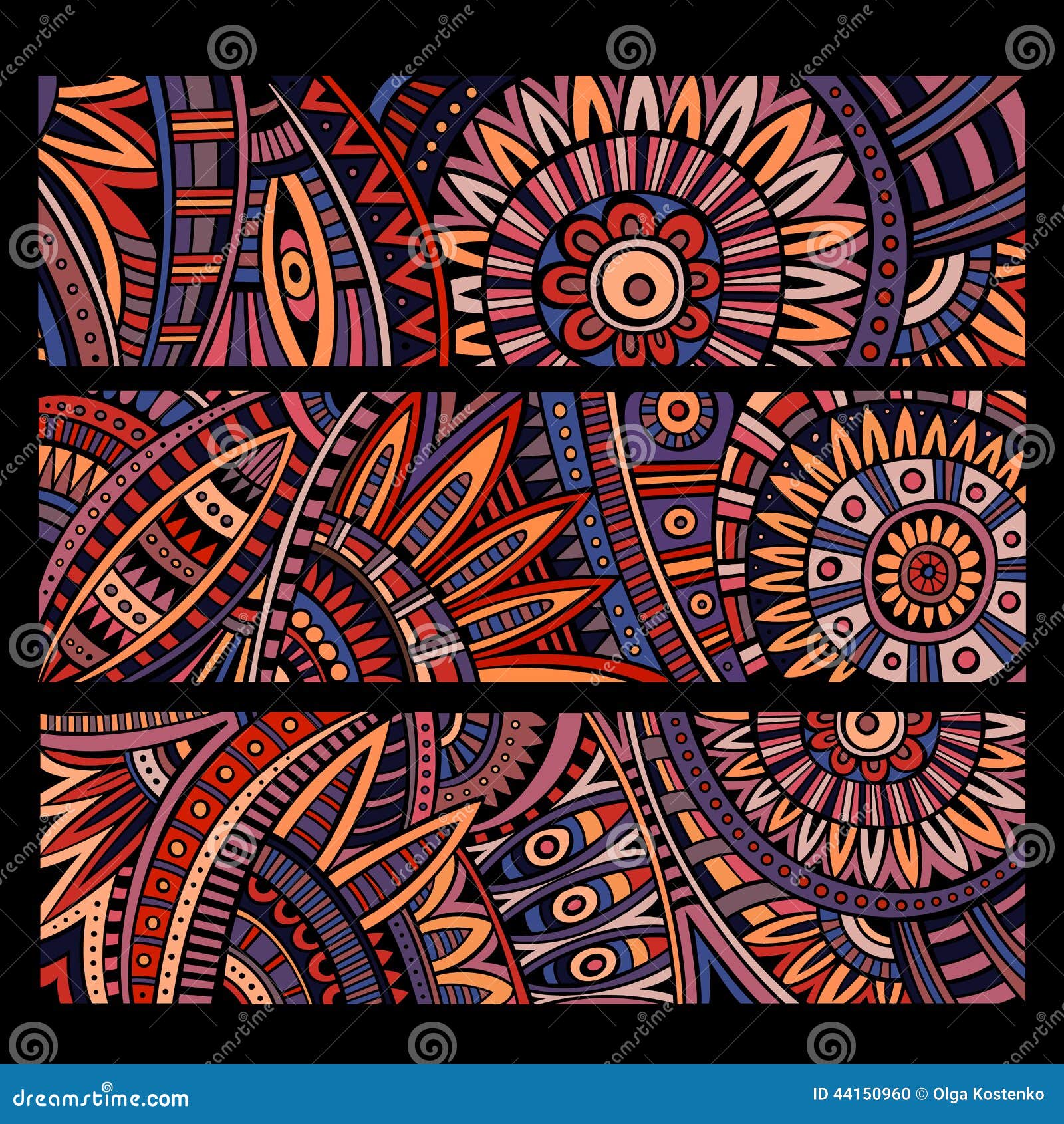 Abstract Vector Ethnic Pattern Cards Set Stock Vector - Illustration of ...