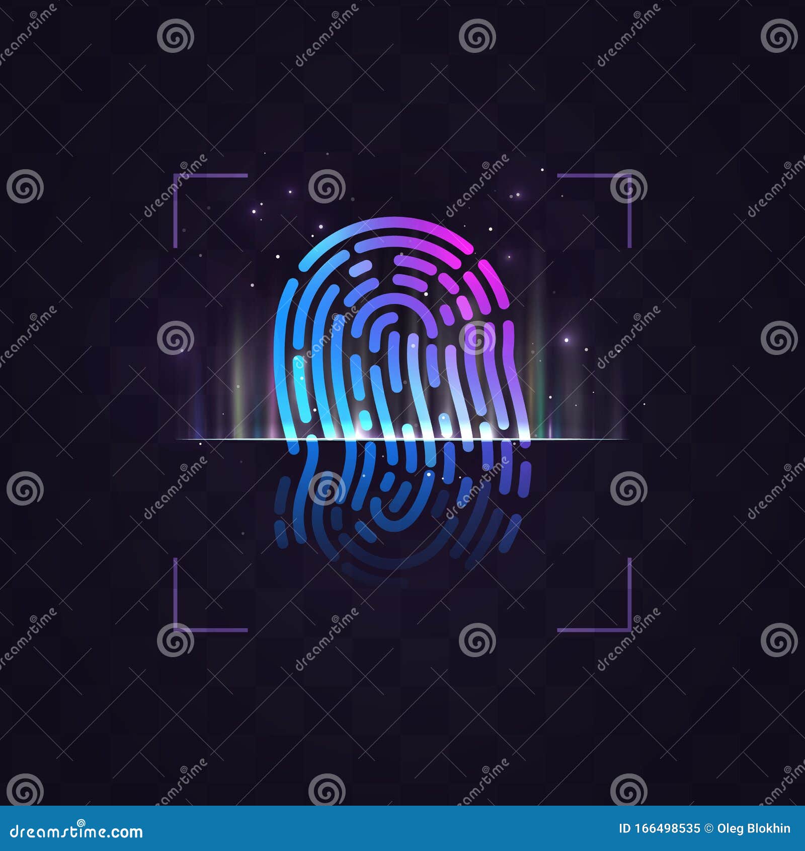 Abstract Vector Fingerprint Recognition System Illustration on Dark ...