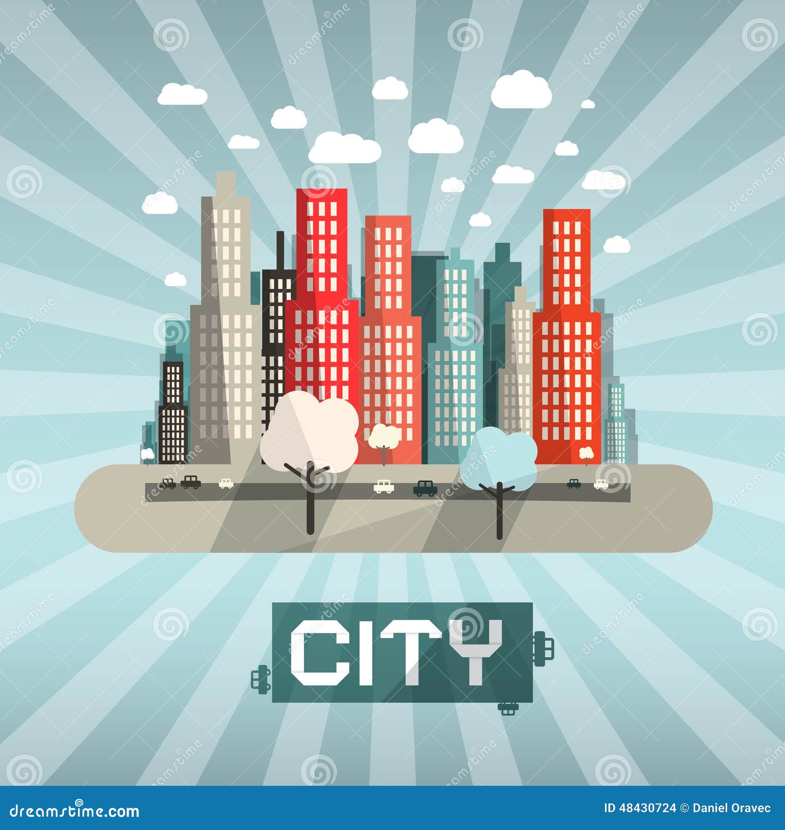 Abstract Vector Flat Design City Stock Vector - Illustration of ...