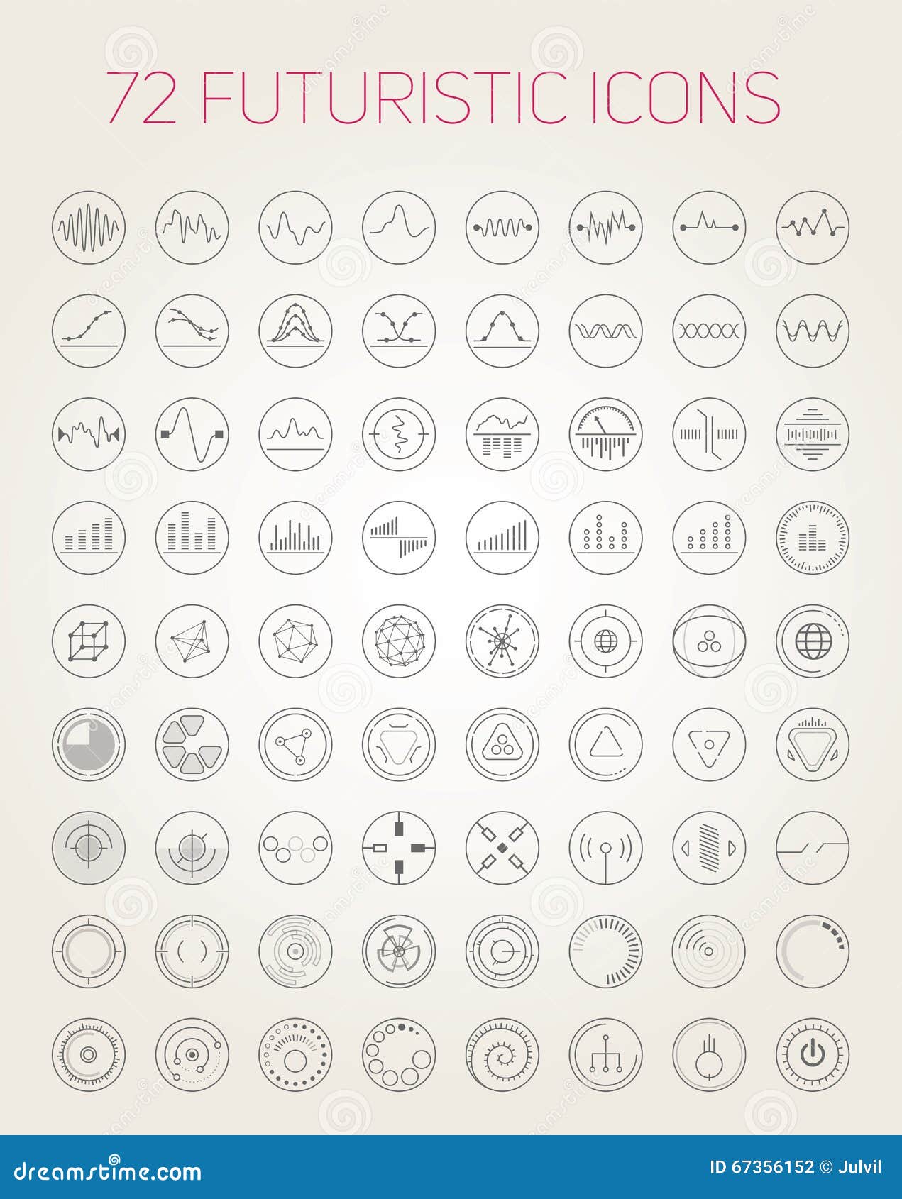 Abstract Vector Futuristic Icons Stock Vector - Illustration of grey ...