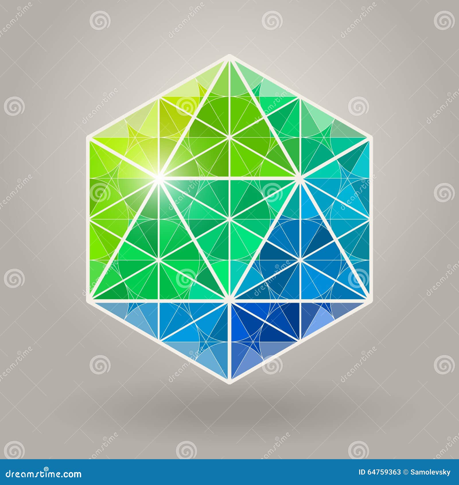 Abstract Vector Geometric Blue Green Hexagonal Sacred Geometry Shape ...