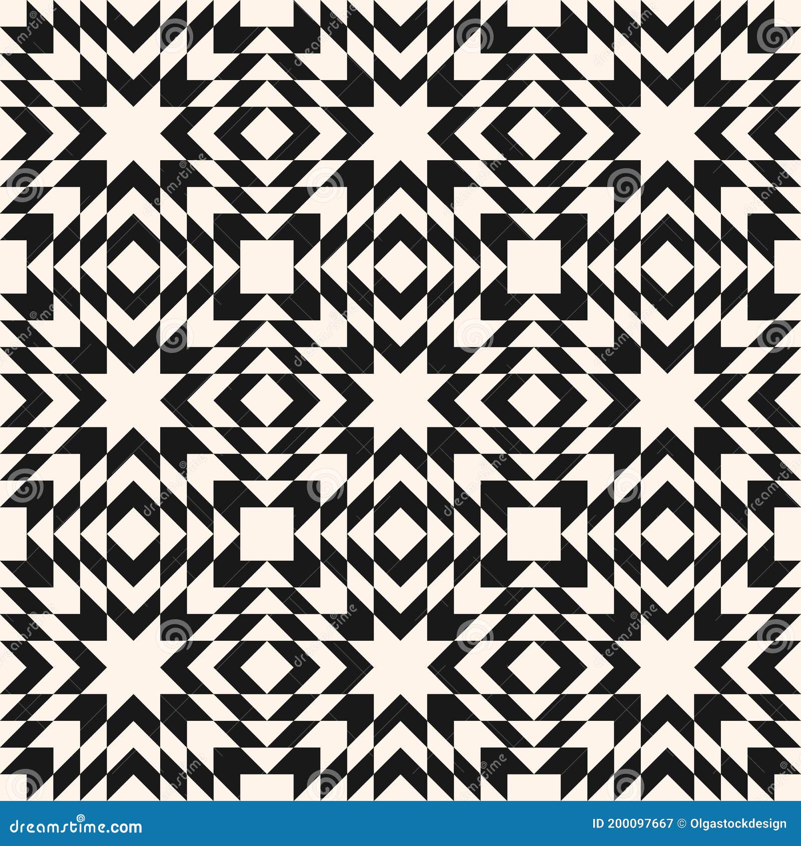 Abstract Vector Geometric Checkered Pattern. Black and White Seamless ...
