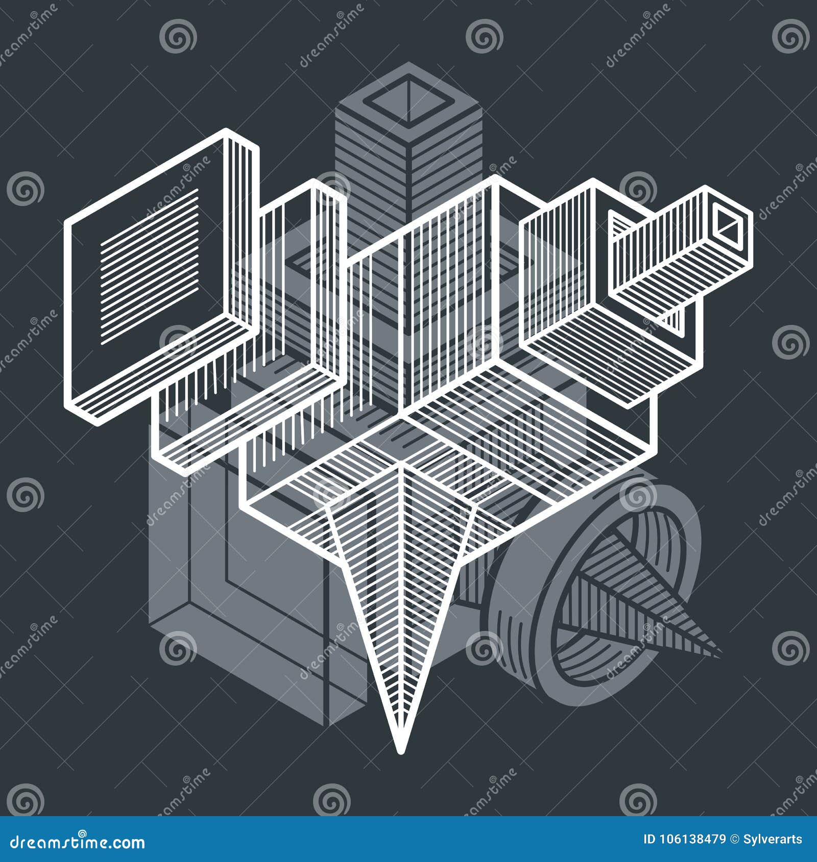 Abstract Vector Geometric Form, 3D Polygonal Shape. Stock Vector ...