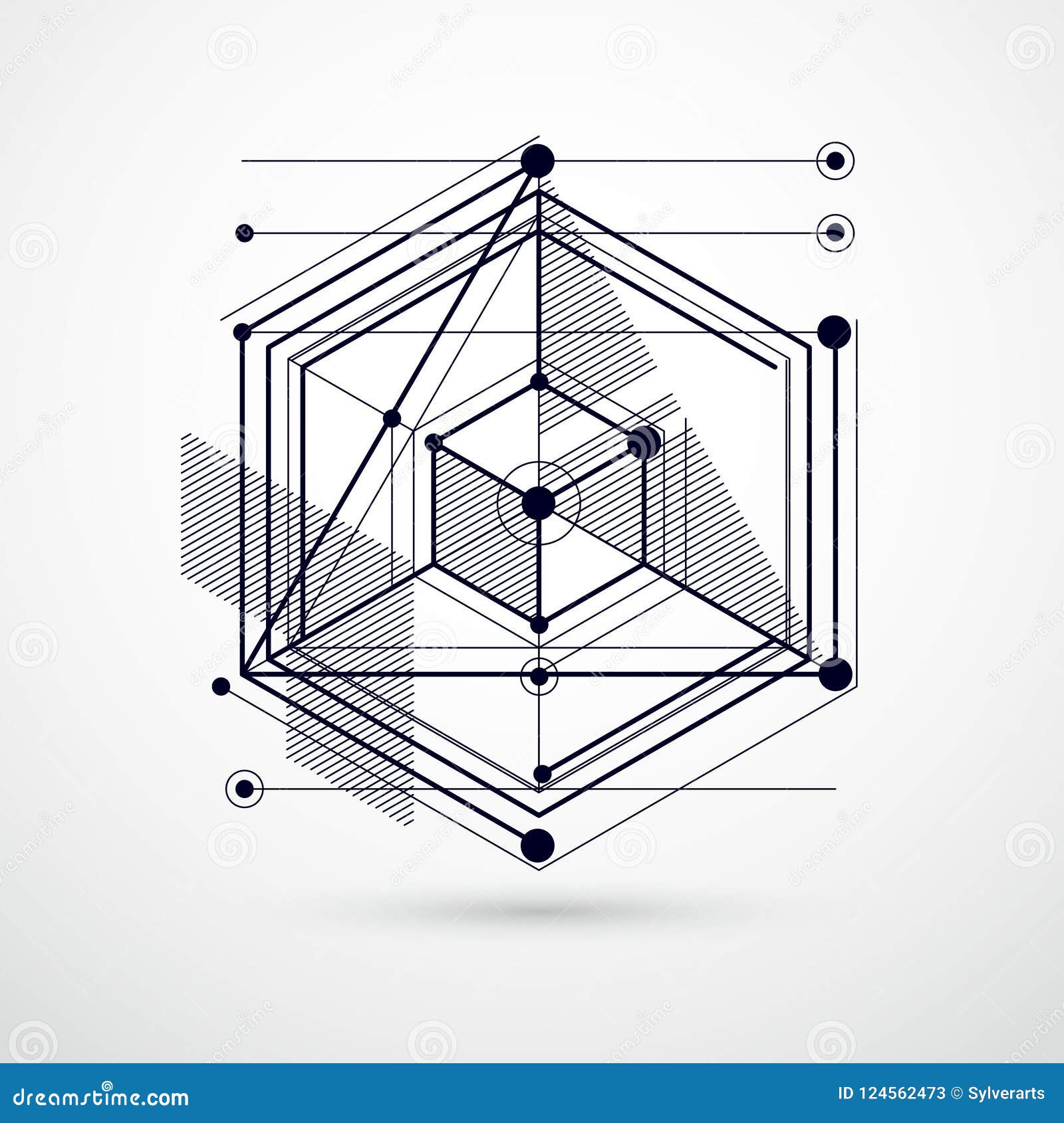 Abstract Vector Geometric Isometric Black and White Background. Stock ...