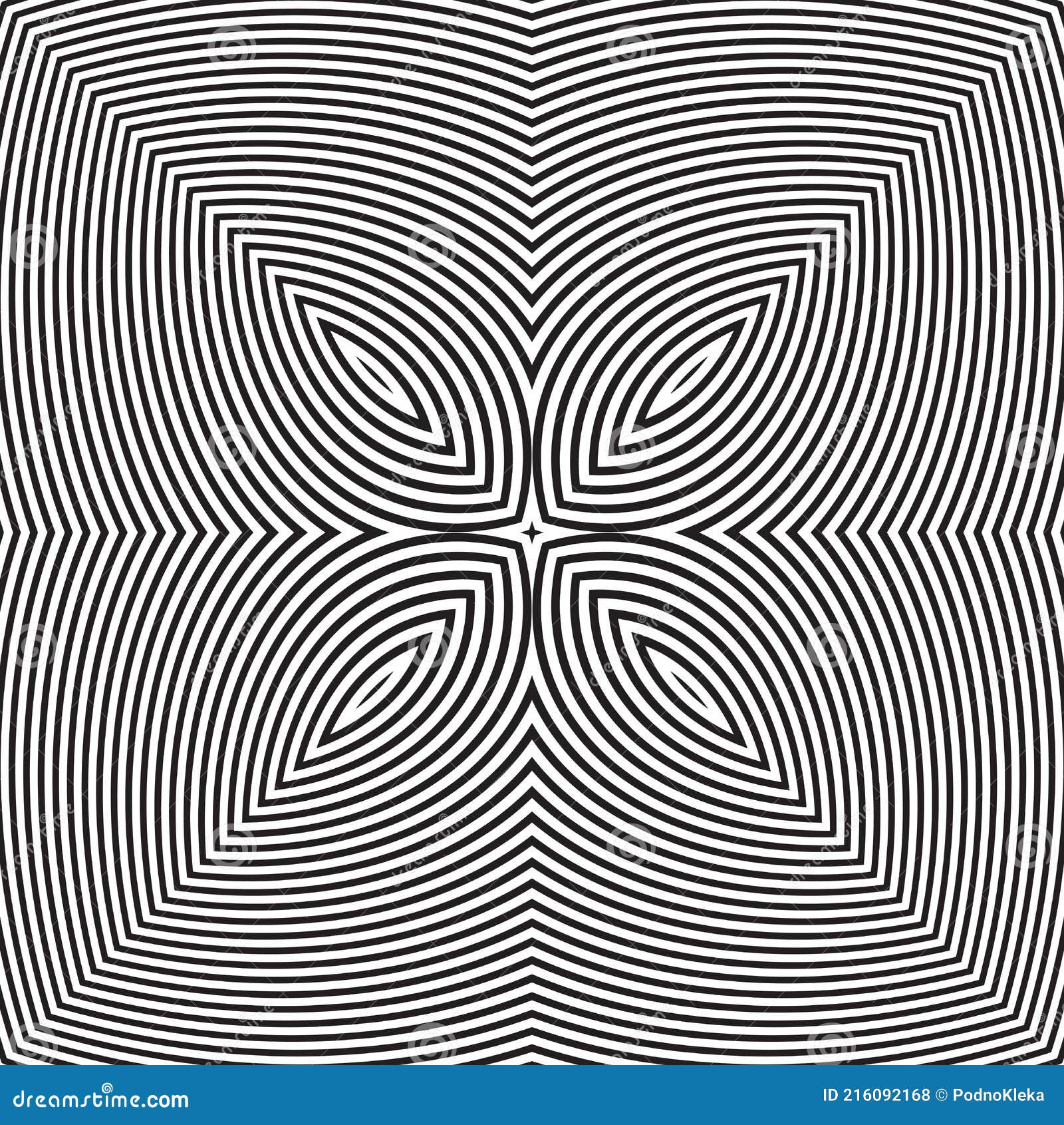 Symmetrical Eye Illusion Floral Stripe Line Op Art.Geometric B/W ...