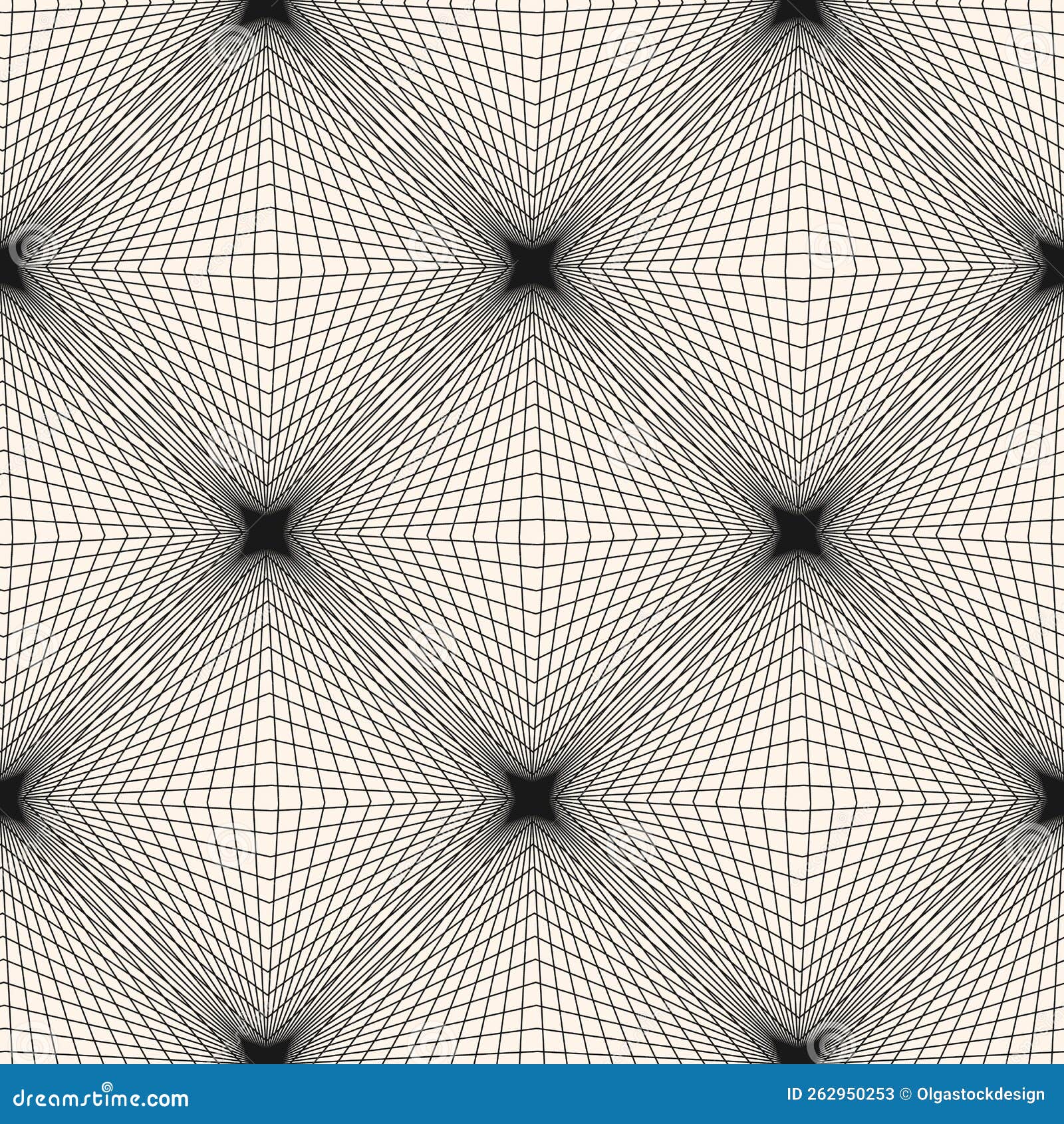 Abstract Vector Geometric Line Seamless Pattern. Warped Grid, Optical ...