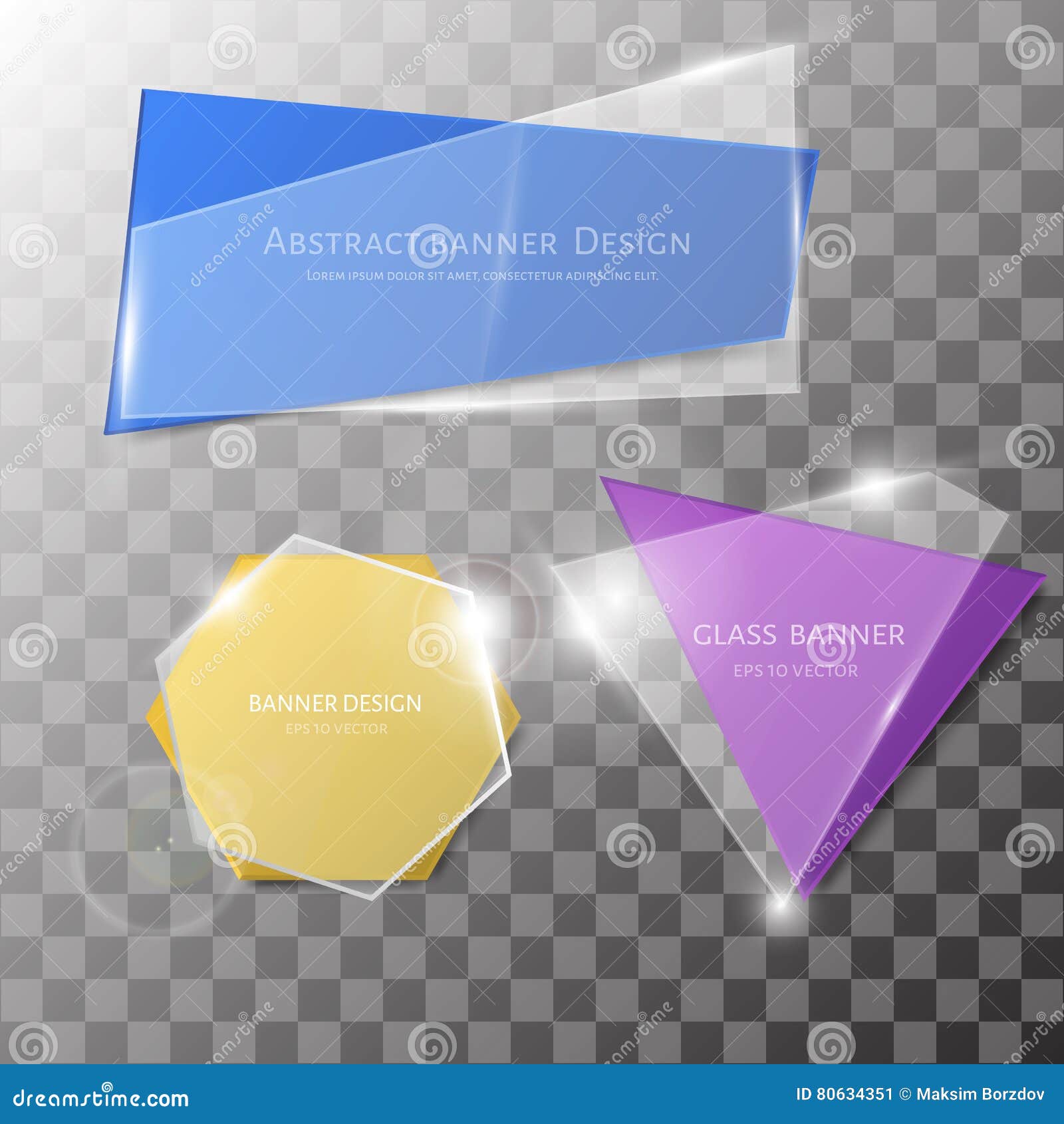 Abstract Vector Glass Banner Set Stock Vector - Illustration of banner ...