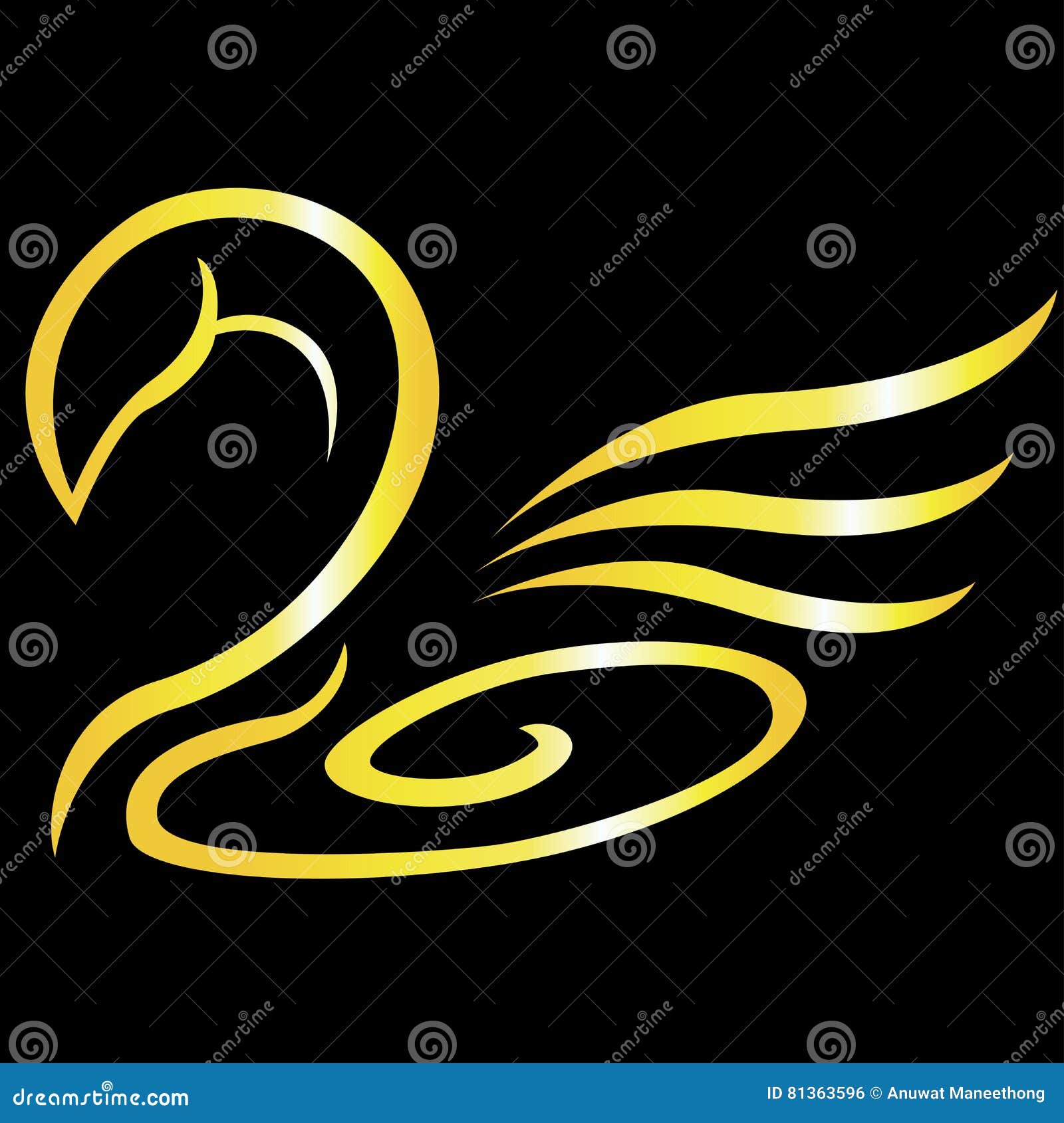 Abstract vector gold swan stock vector. Illustration of symbol - 81363596