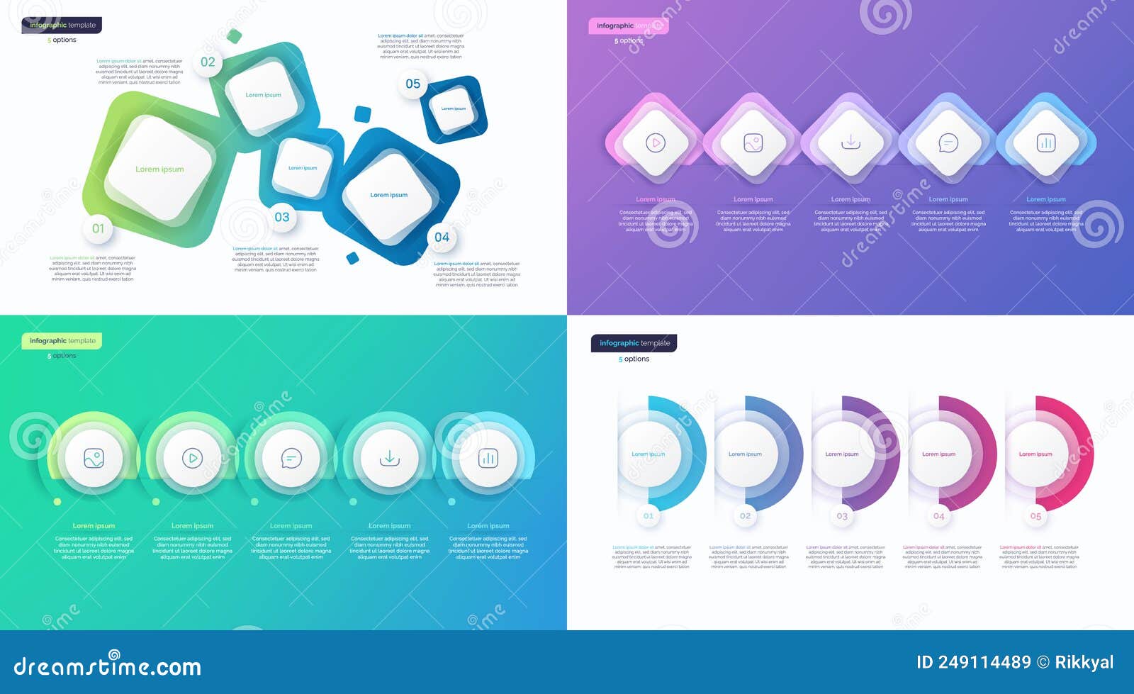 Abstract Vector Gradient Minimalistic Infographic Templates Composed of ...