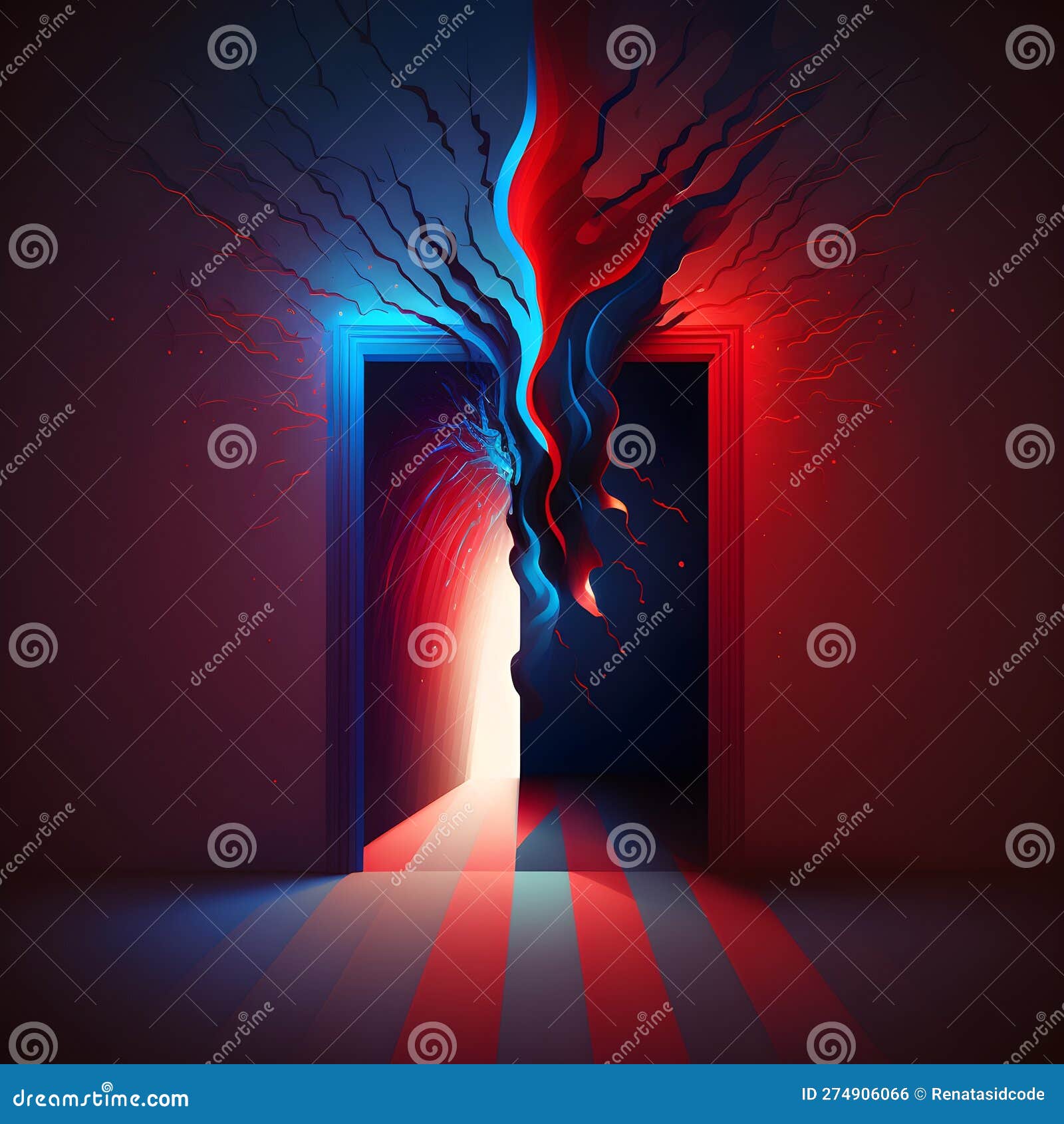 Abstract Vector Graphics Half Red Half Blue Door Background Stock ...