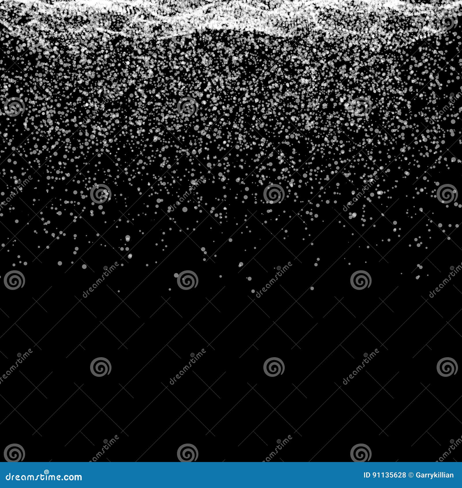 Abstract Vector Grayscale Bubble Background. Falling Glowing Particles ...