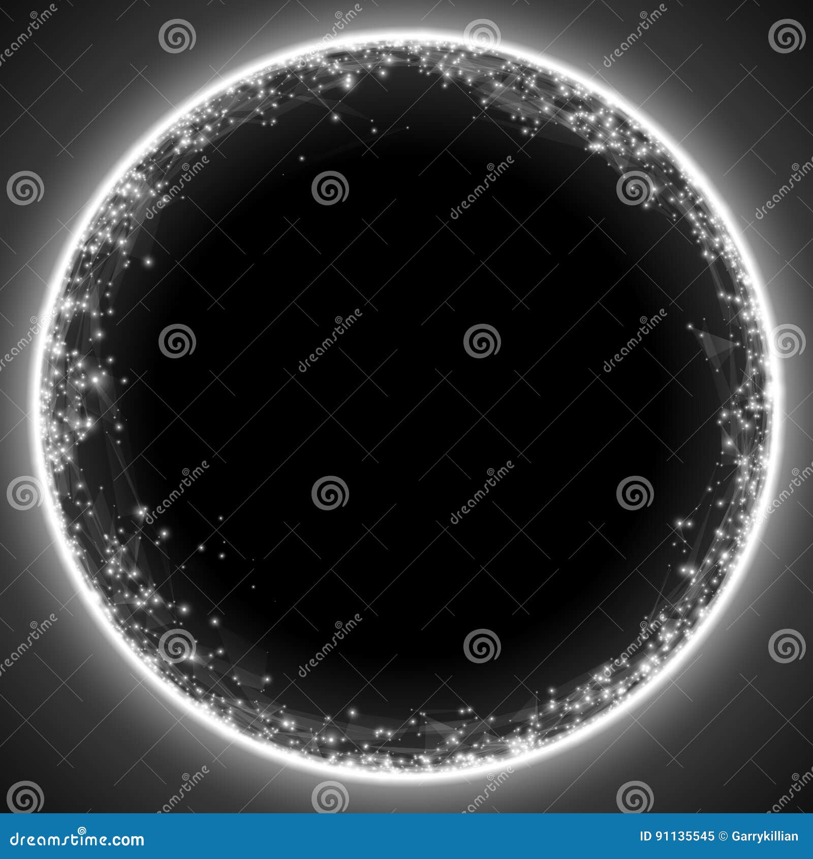 Abstract Vector Grayscale Mesh Background. Black Hole or Singularity ...