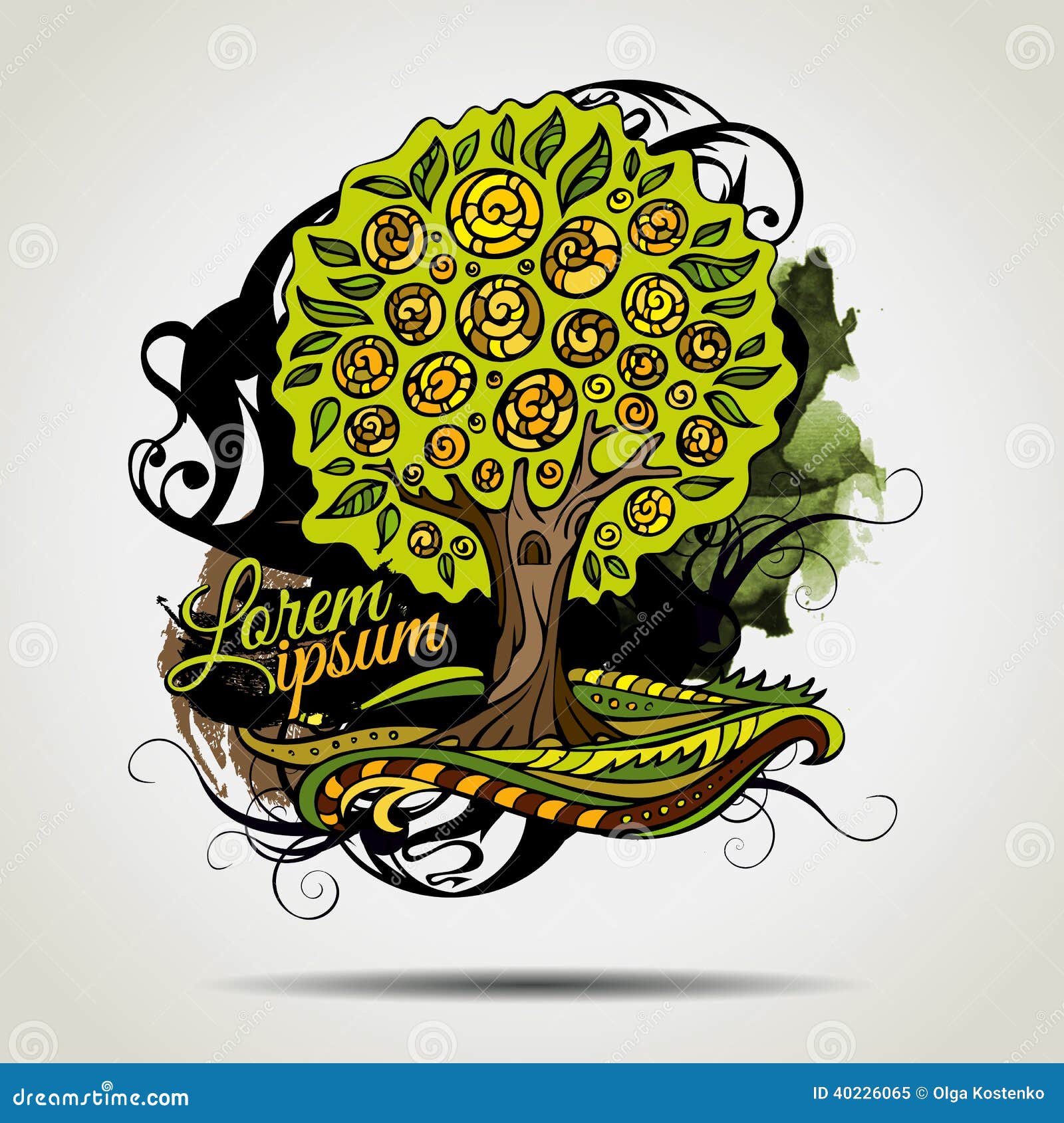 Abstract Vector Grunge Decorative Tree. Stock Vector - Illustration of ...