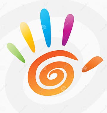Palm High Five 5 Hand Print Vector Spiral Colored Logo Sign Peace ...