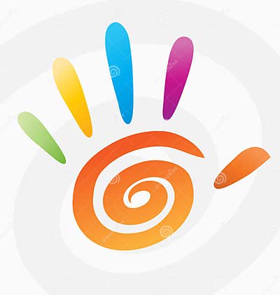 Palm High Five 5 Hand Print Vector Spiral Colored Logo Sign Peace ...
