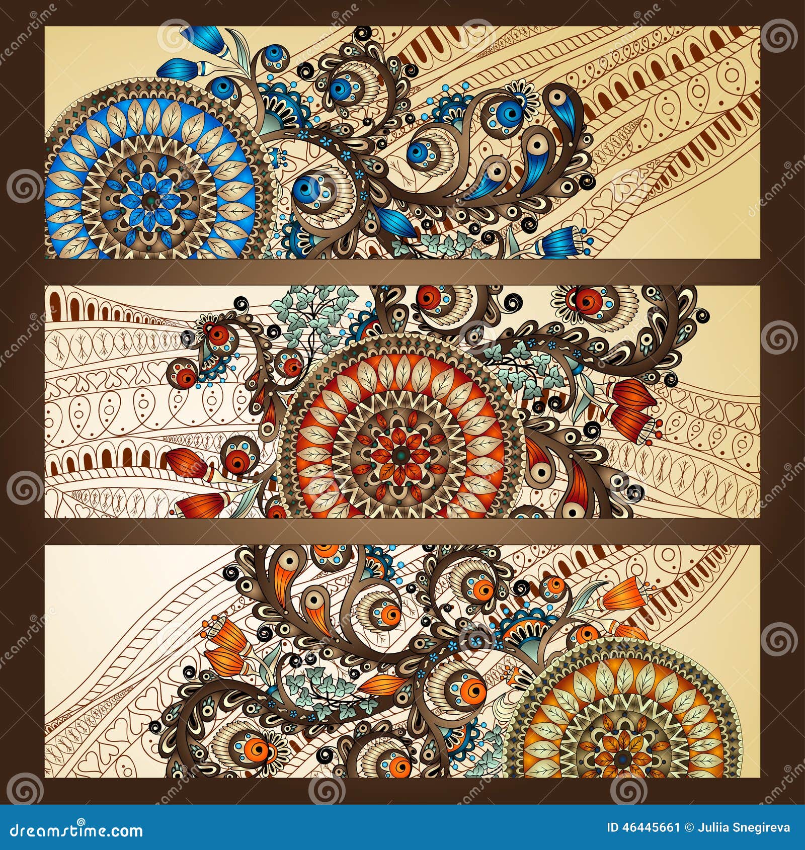 Abstract Vector Hand Drawn Ethnic Pattern Card Set Stock Vector ...